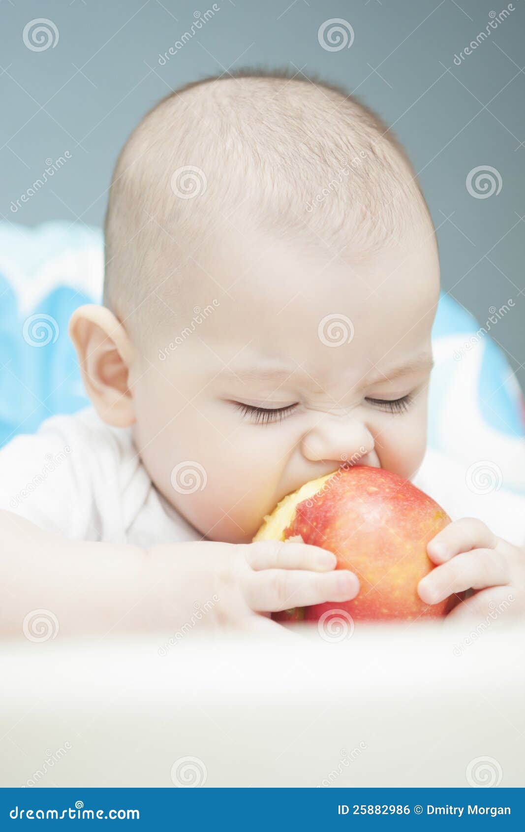 Little Caucasian Tot Eating an Apple Stock Photo - Image of little ...