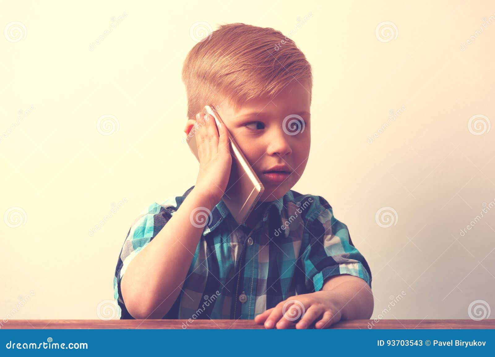 Little Caucasin Child Talking on the Phone Stock Image - Image of ...