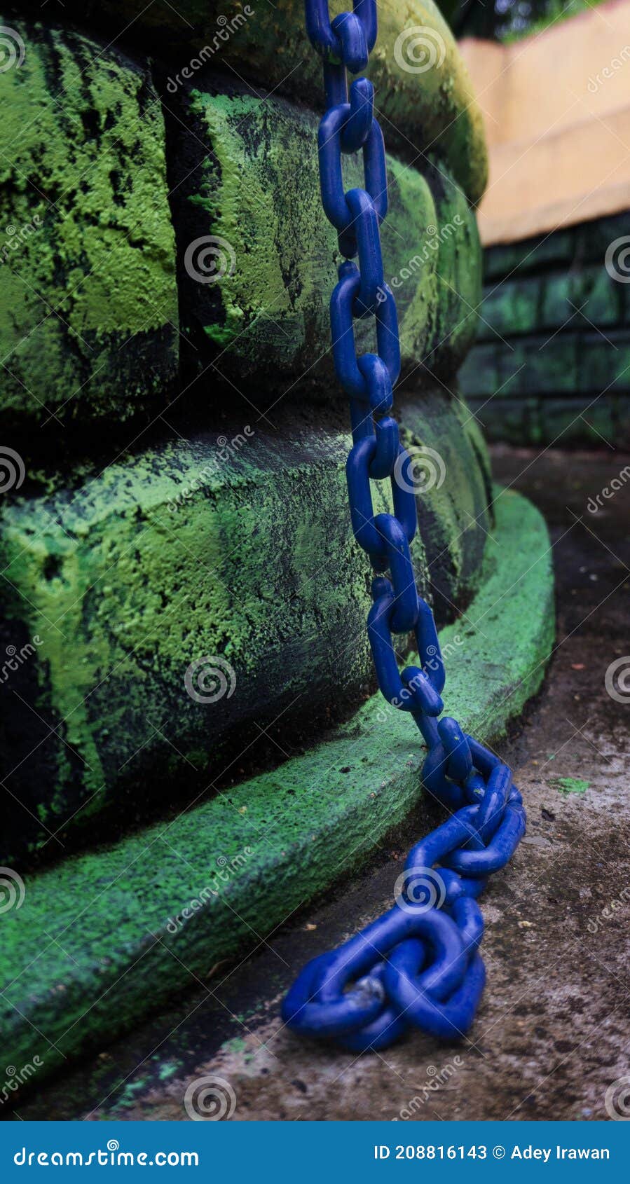 The little chain is blue stock image. Image of wall - 208816143