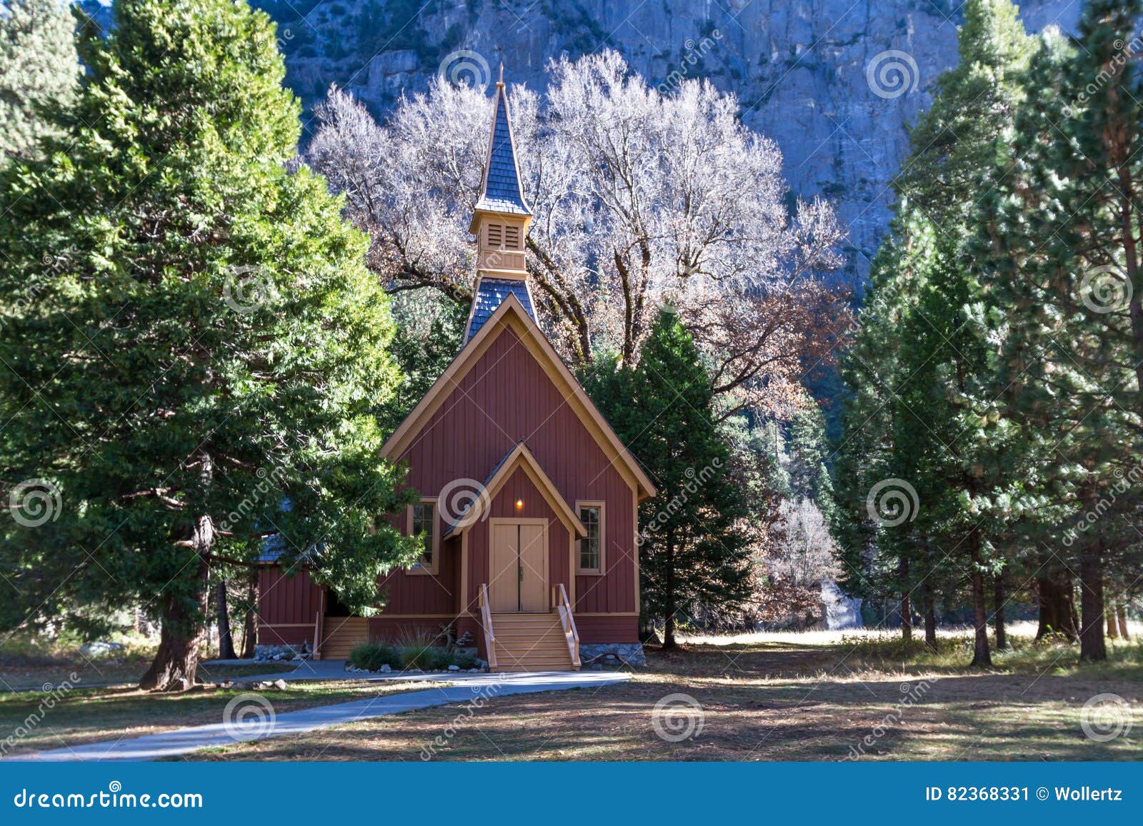 Little chapel in Yosemite stock image. Image of religion - 82368331