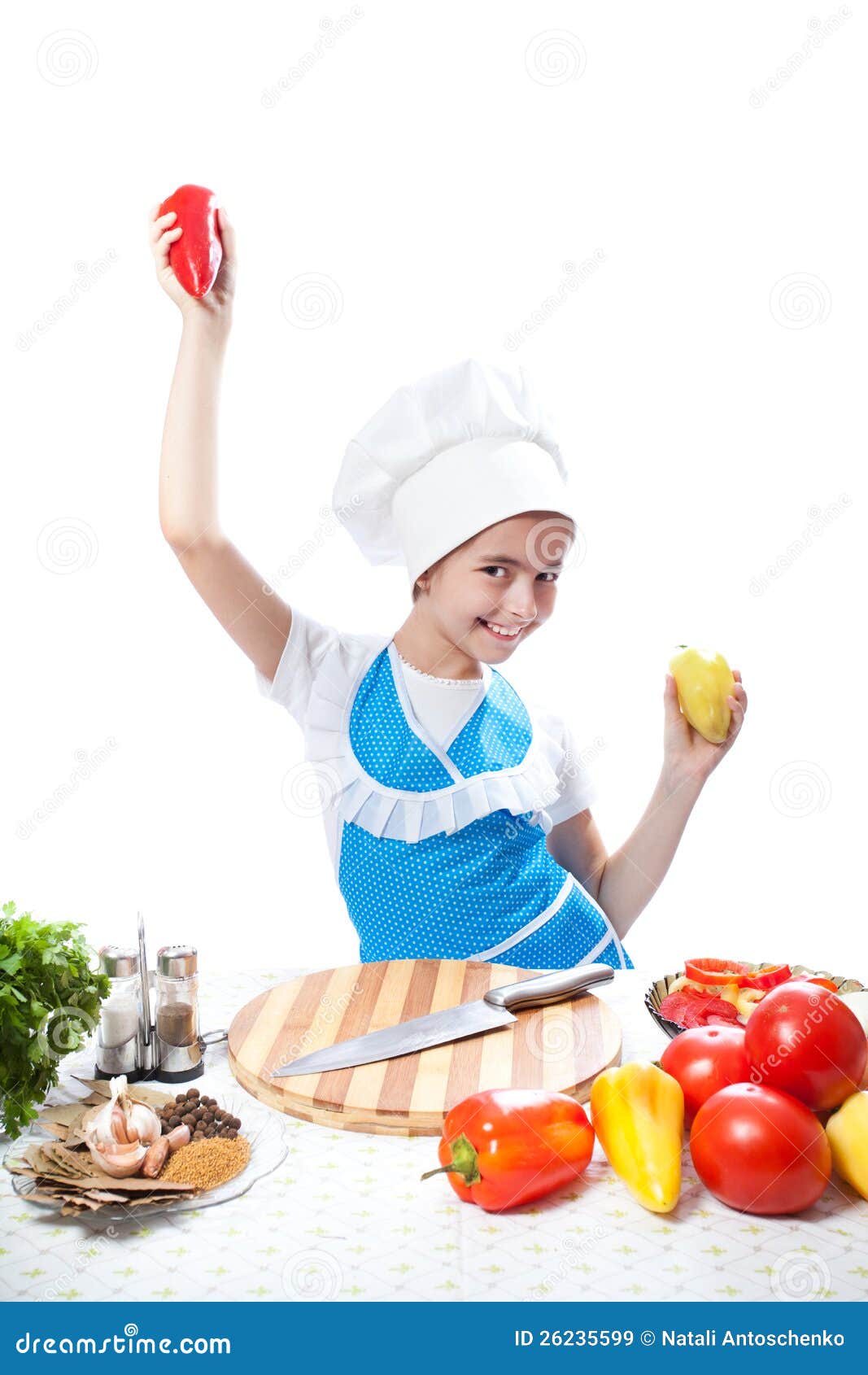 Little Chef Cook Dancing with Bell Pepper Stock Image - Image of ...