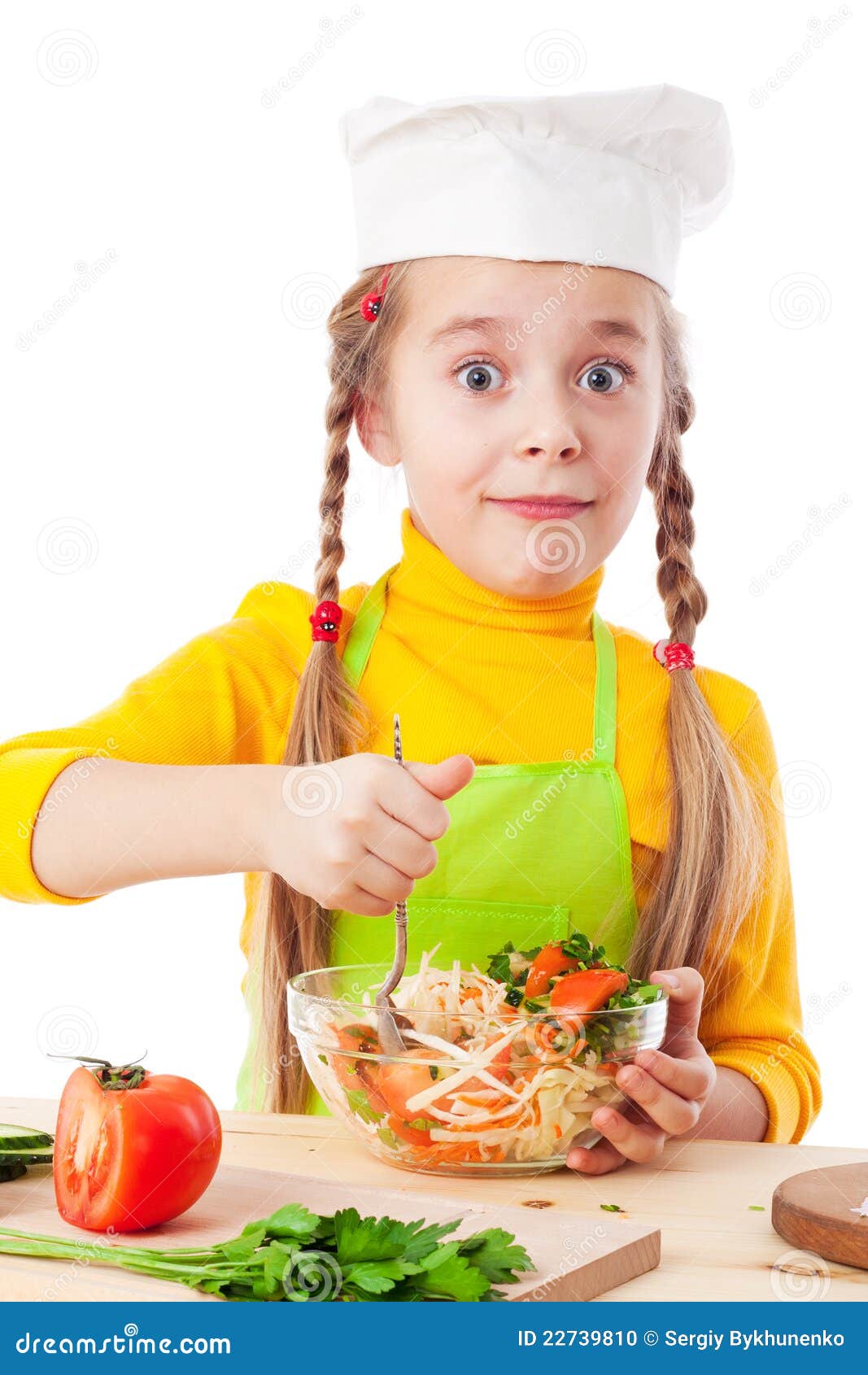 Little chef mix the salad stock photo. Image of green - 22739810