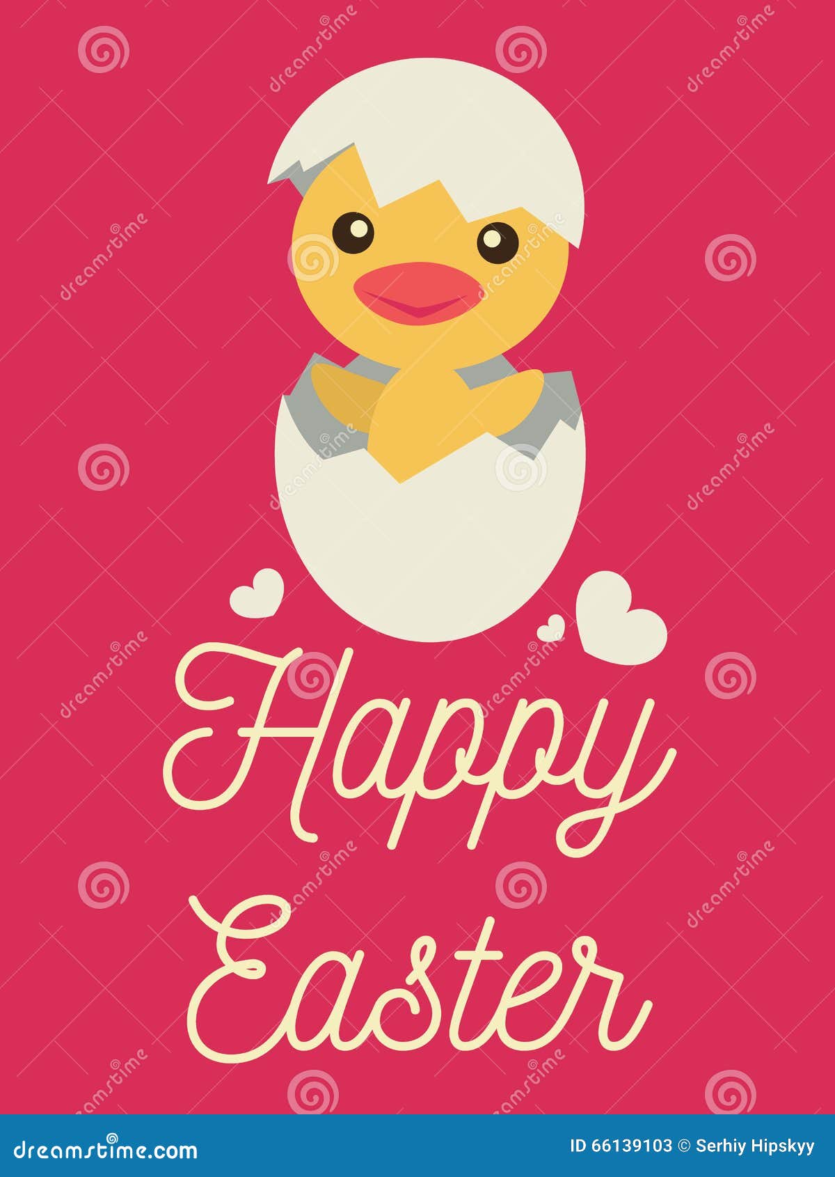 Little Chick Opens His Egg and Smile, Happy Easter Words Stock Vector ...