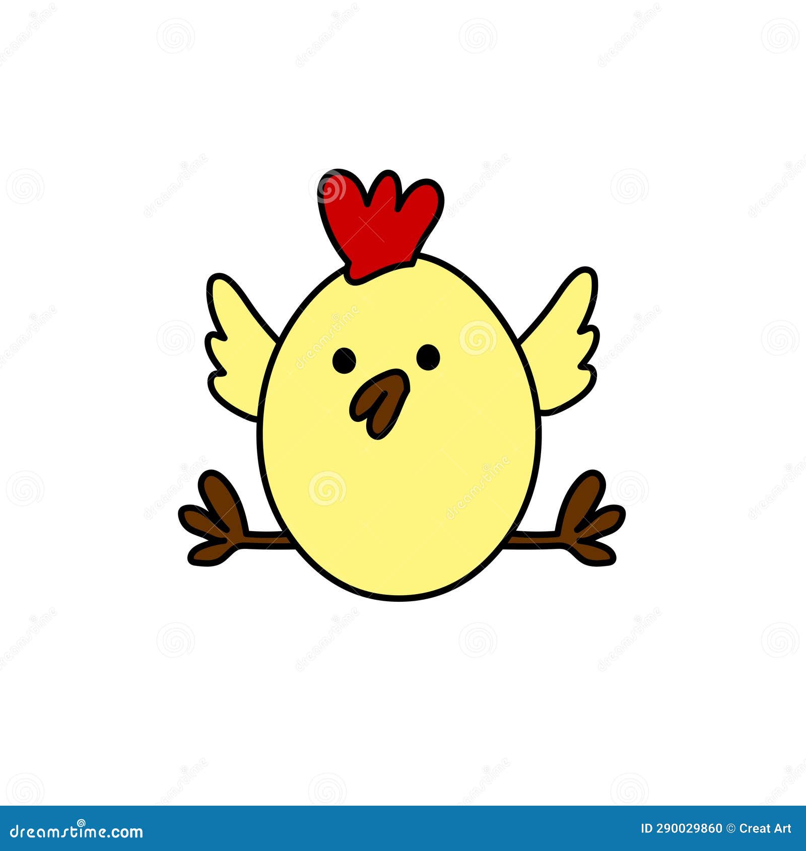 Little Chicken Art Line In . Cute Chick In Cartoon Style. Black Drawn ...