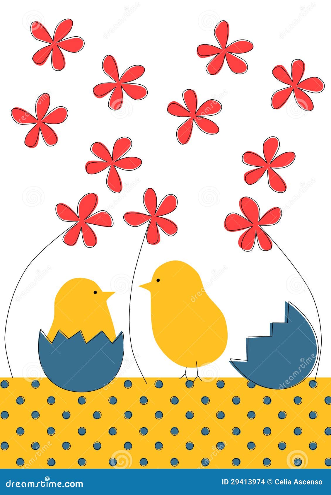 Little Chicks Easter Greeting Card Stock Illustration - Illustration of ...