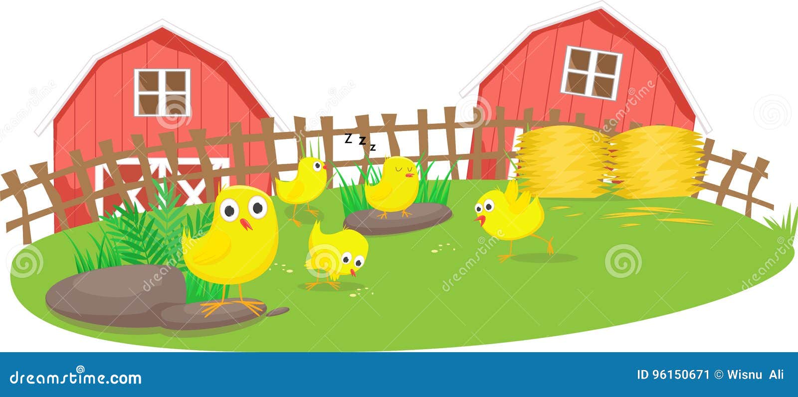 Little Chicks Play in the Farm Stock Vector - Illustration of nailed ...