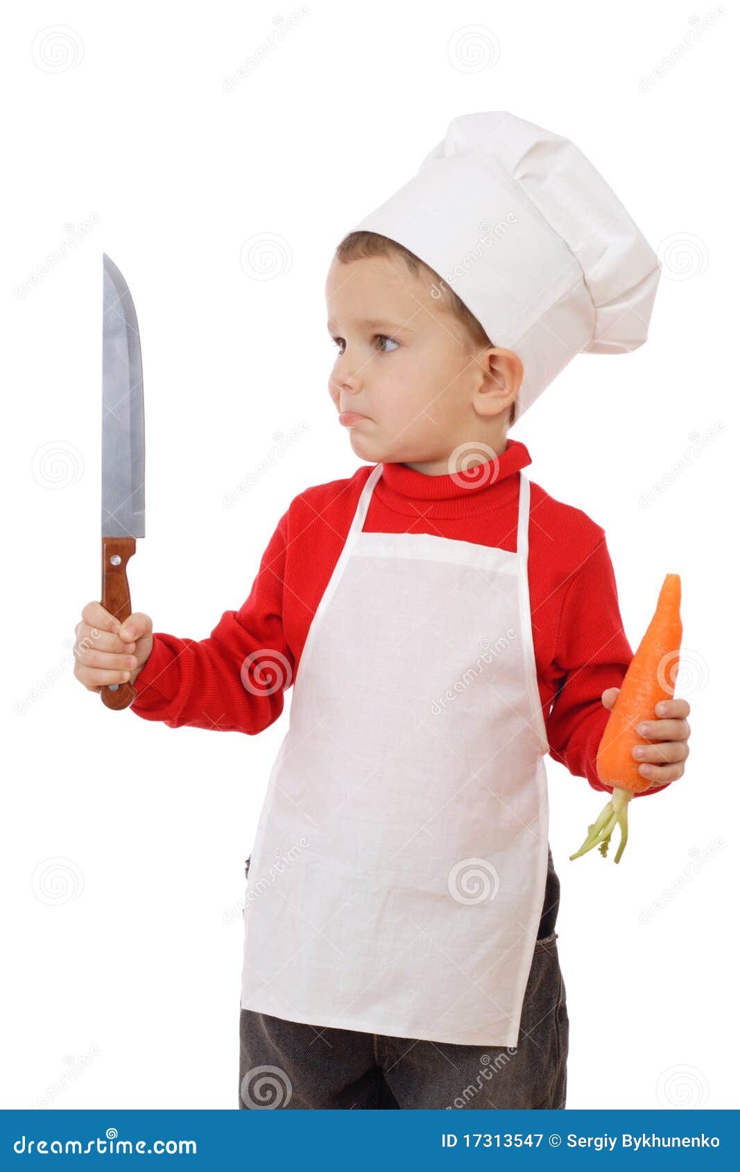 Little Chief-cooker with Kitchen Knife and Carrot Stock Image - Image ...