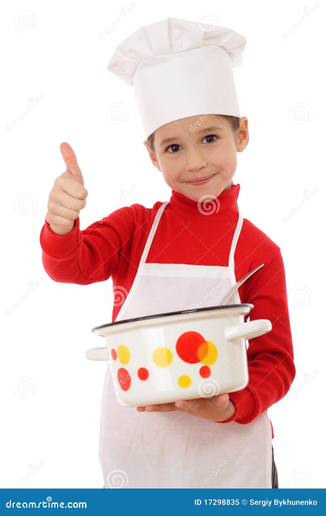 Little Chief-cooker with Thumbs Up and Pot Stock Image - Image of ...