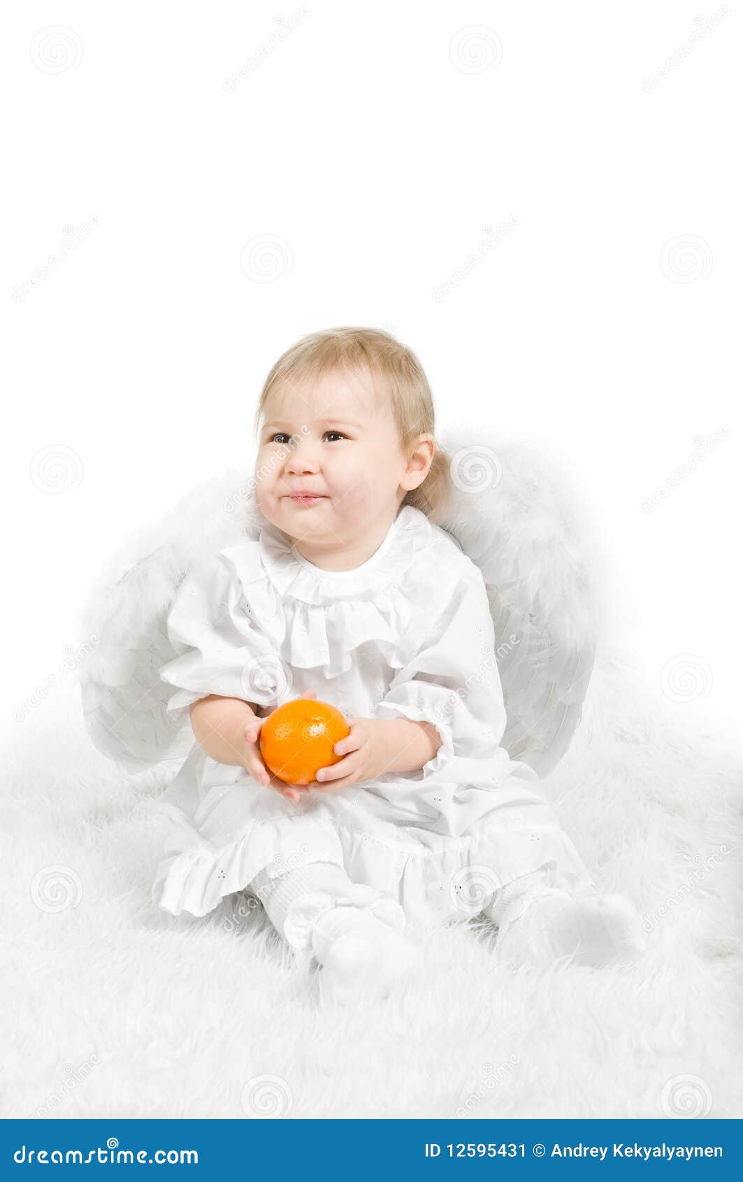 Little Child an Angel with Orange Fruit Stock Image - Image of eating ...