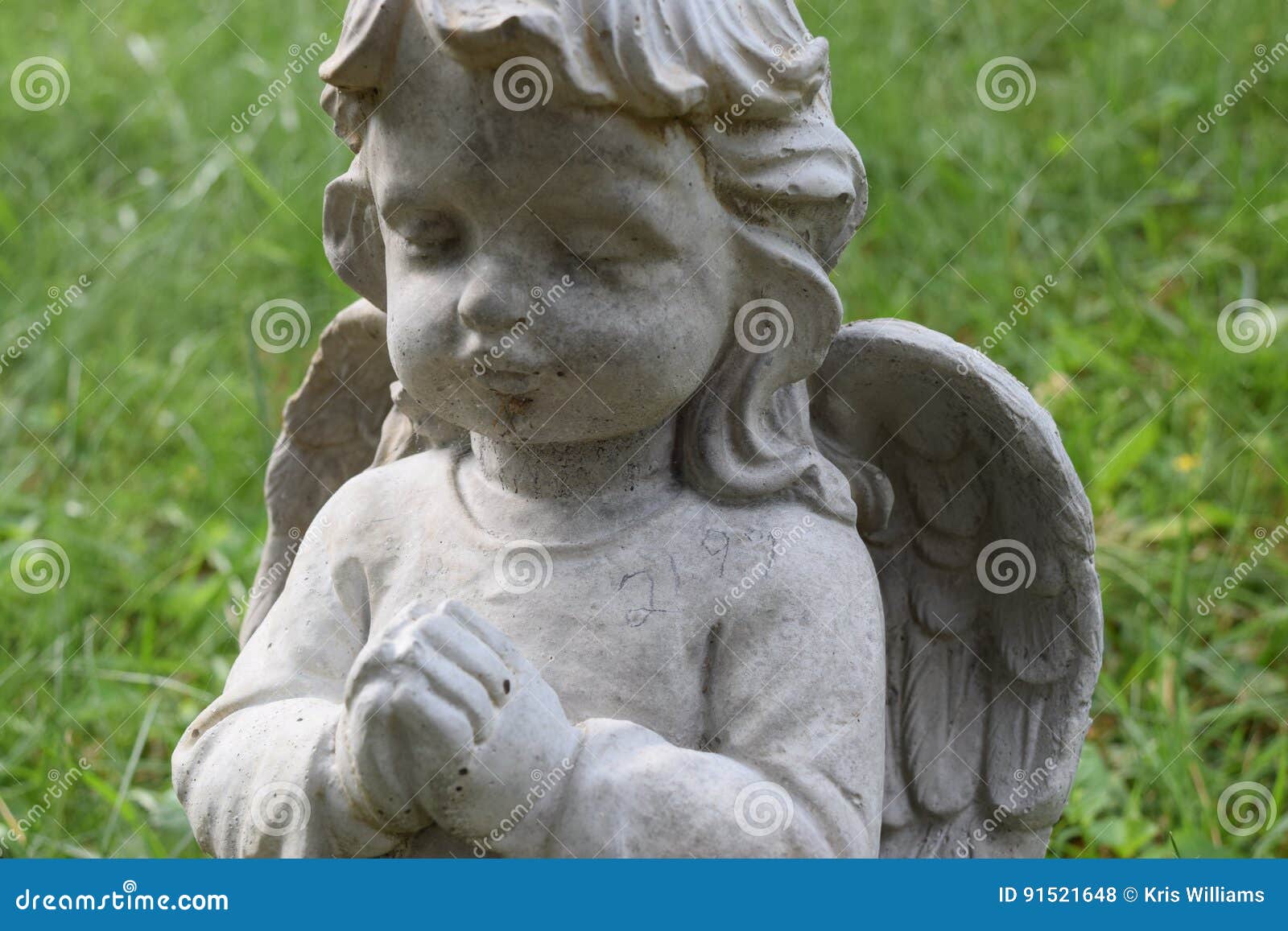 Little child Angel praying stock photo. Image of green - 91521648