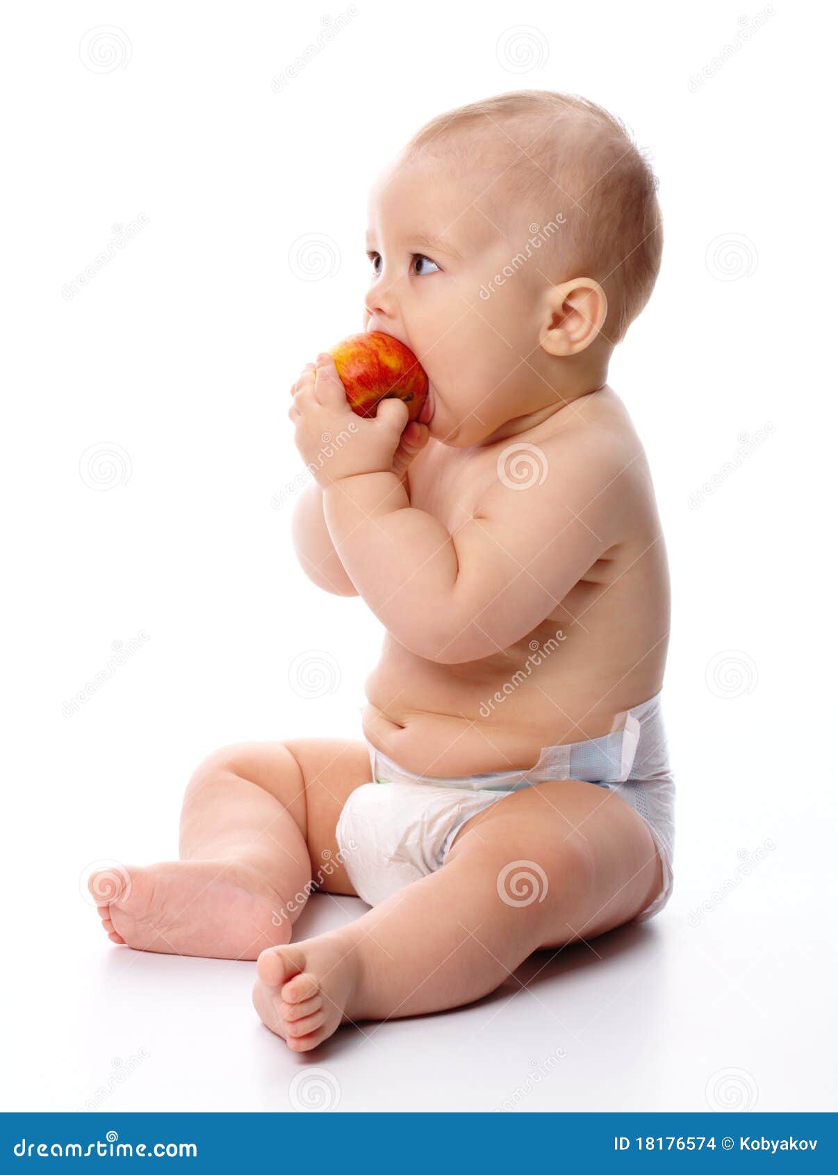Little child with apple stock photo. Image of colour - 18176574