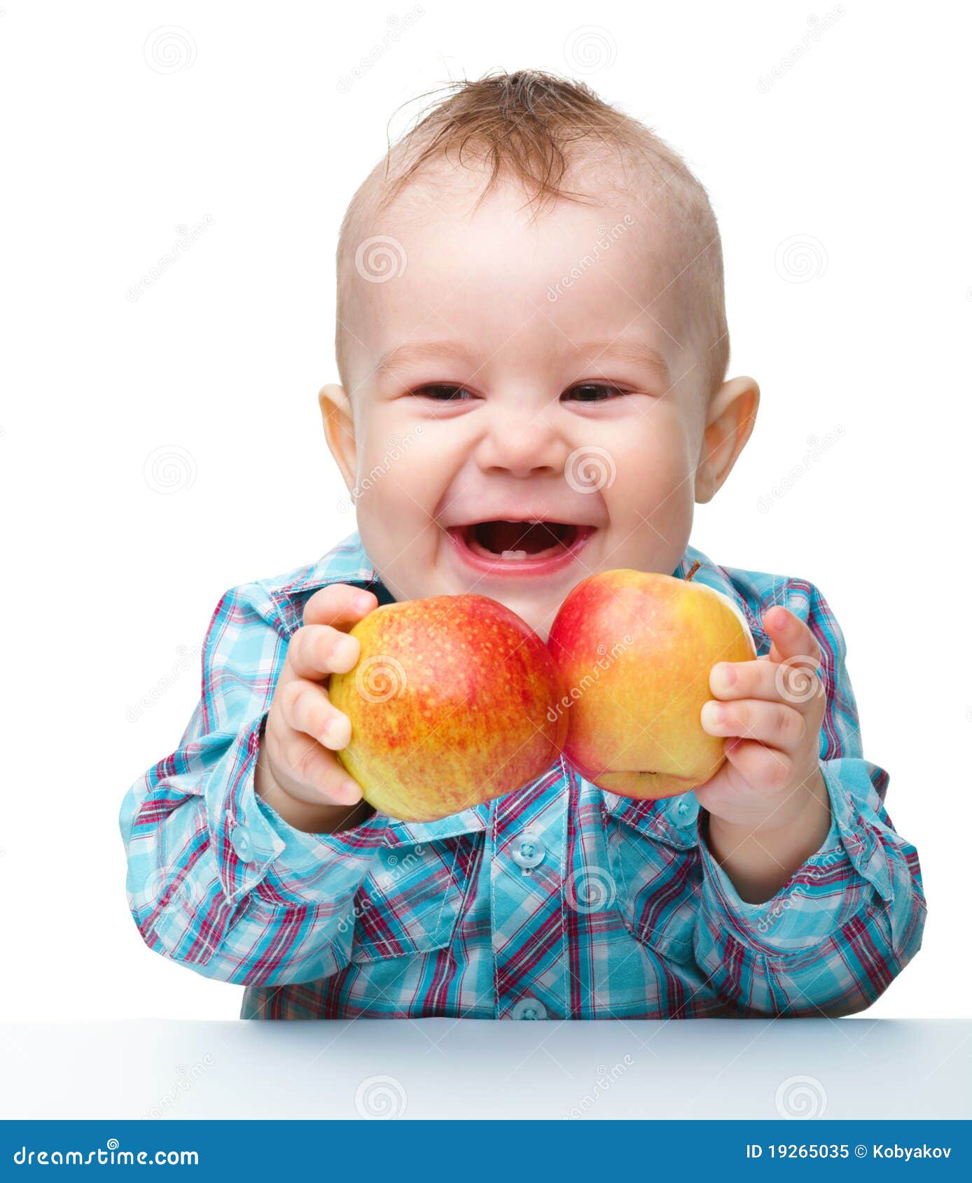 Little child with apple stock image. Image of happiness - 19265035