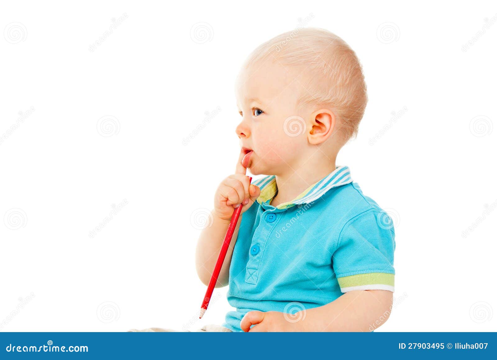 Little Child Boy Holding a Pencil Stock Image - Image of beauty ...