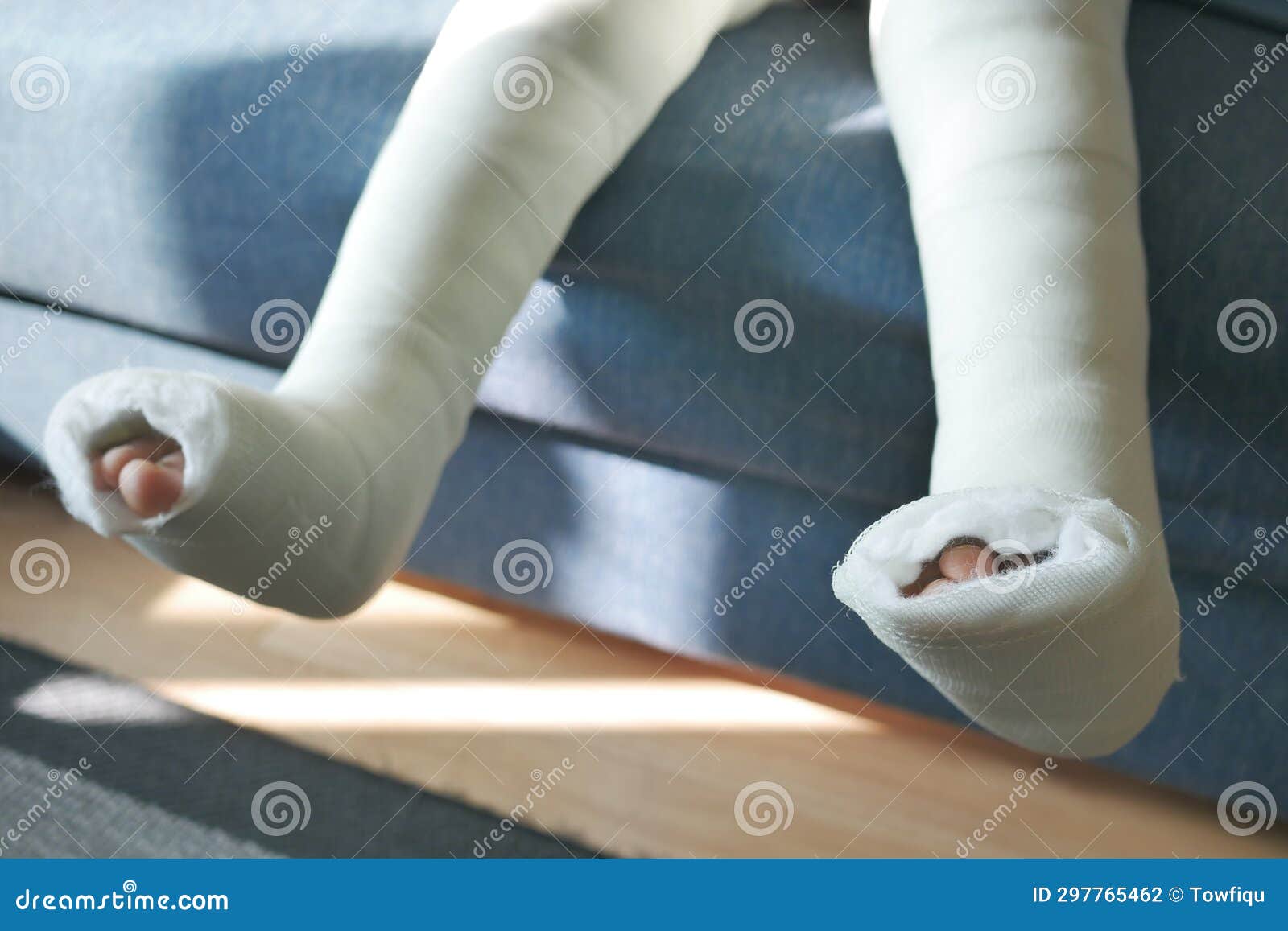 Little Child with Plaster Bandage on Leg. Stock Photo - Image of ...