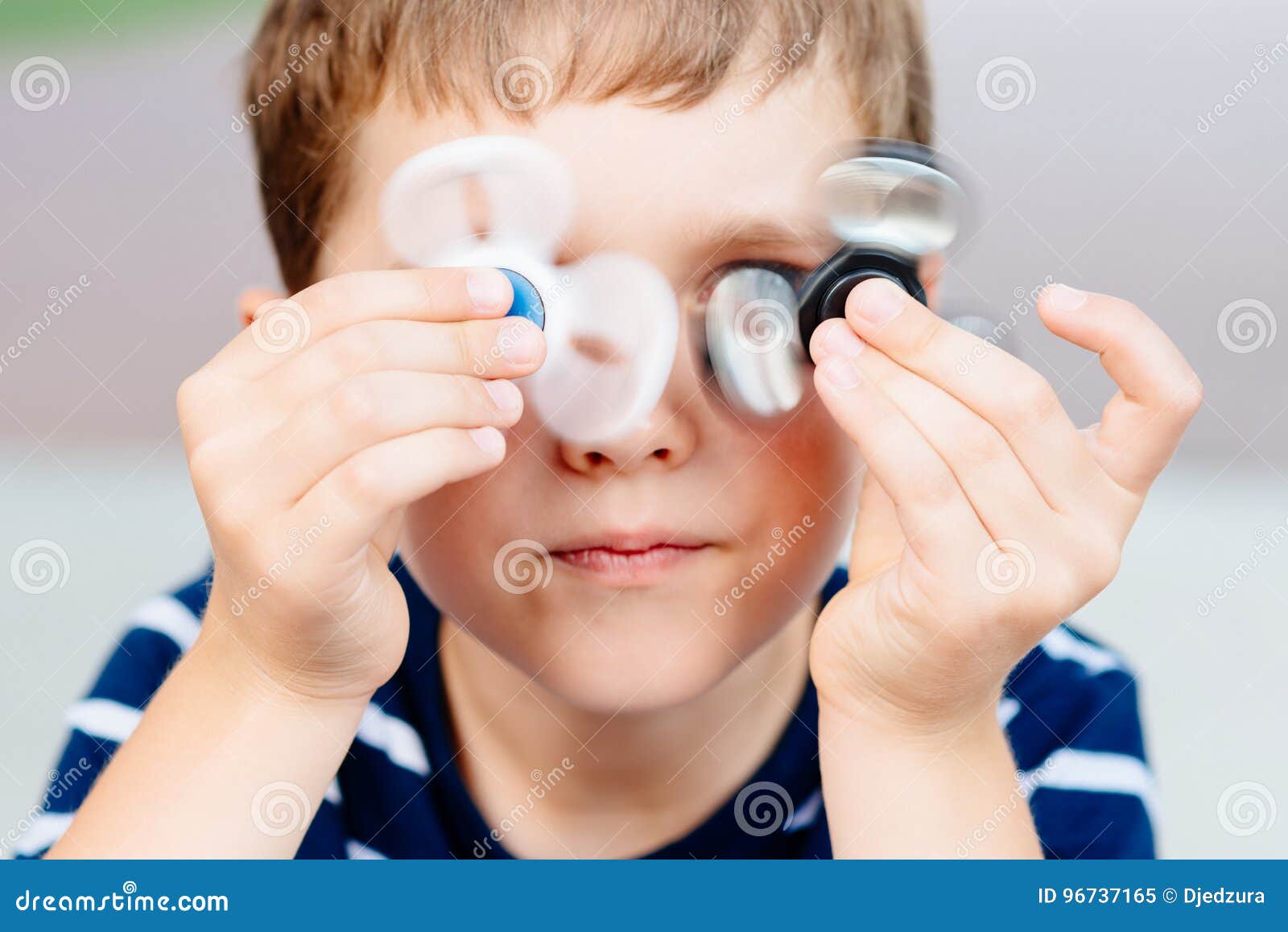Little Child Boy Playing with Fidget Spinner Outdoors Stock Image ...