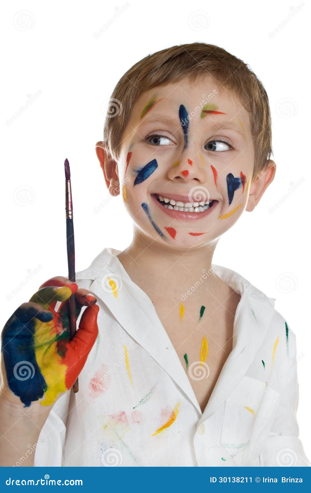 Little Child, Drawing Paint. Stock Image - Image of paint, paper: 30138211