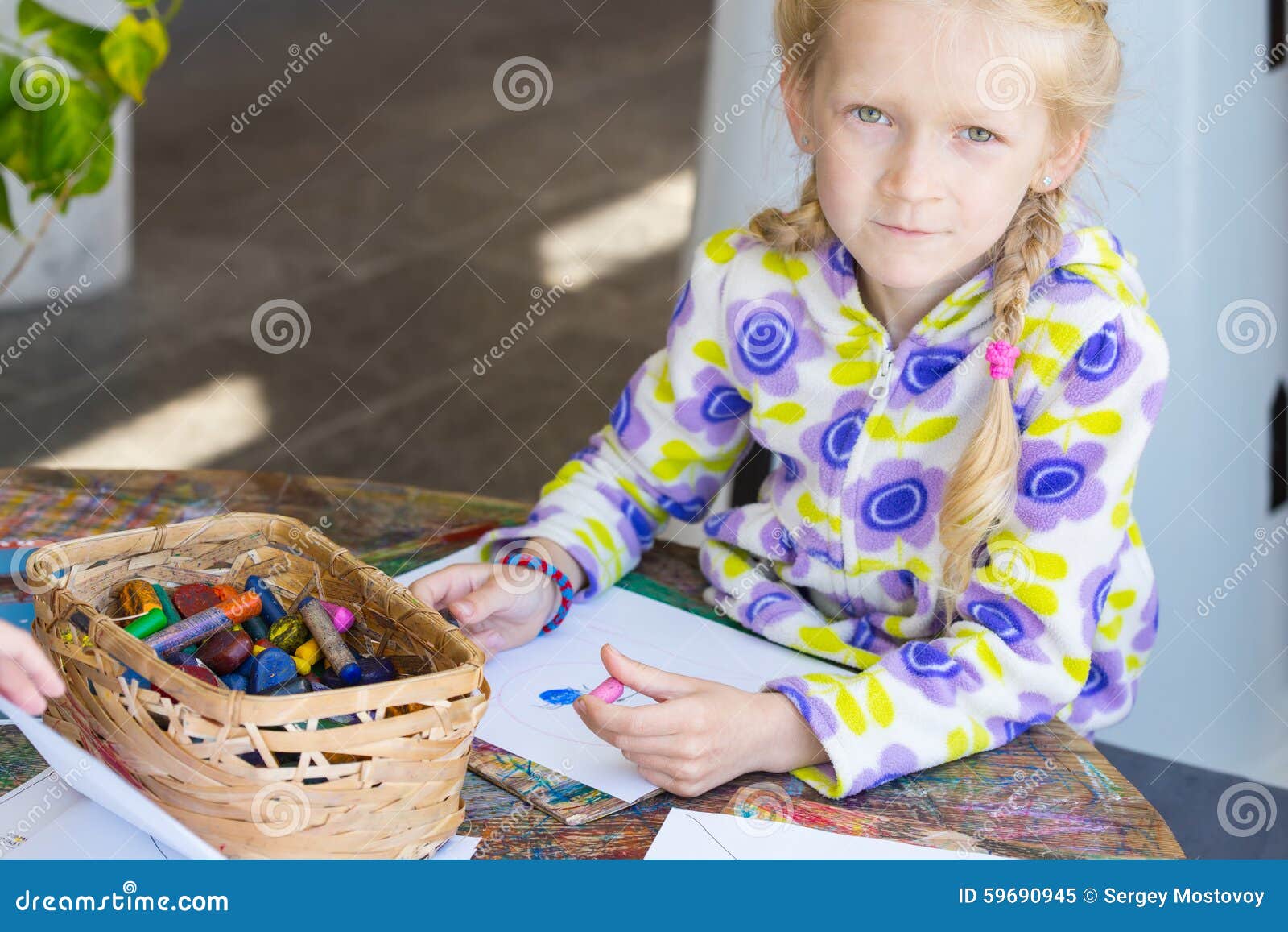Little child drawing stock image. Image of female, pencil - 59690945