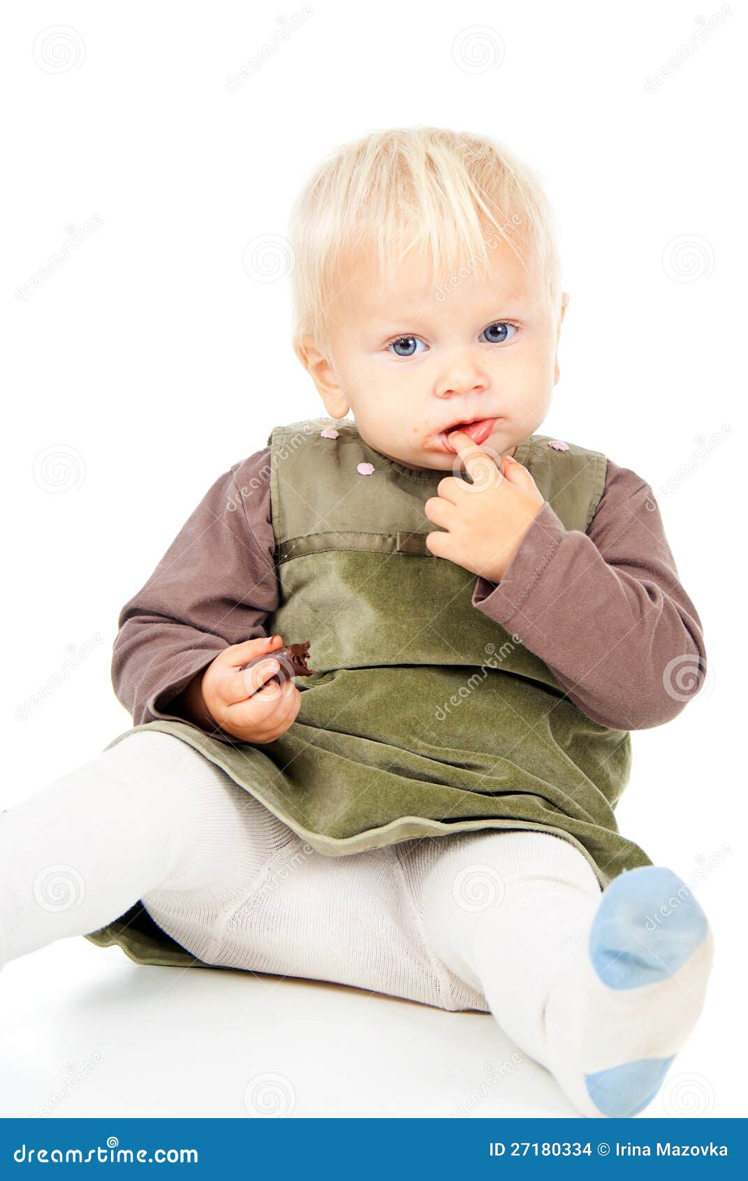 Little Child Eating Chocolate Candy Stock Photo - Image of female ...