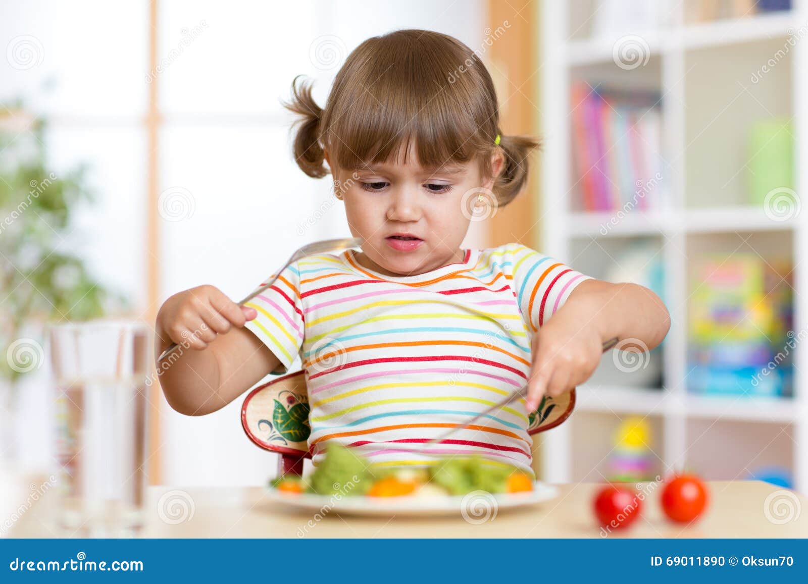 Little Child Girl Refusing To Eat Her Dinner Stock Photo - Image of ...