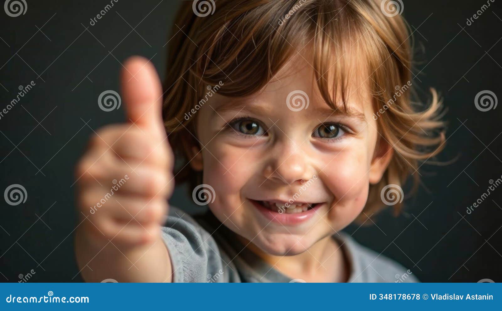 Little Child Giving Thumbs Up and Smiling at Camera Stock Photo - Image ...