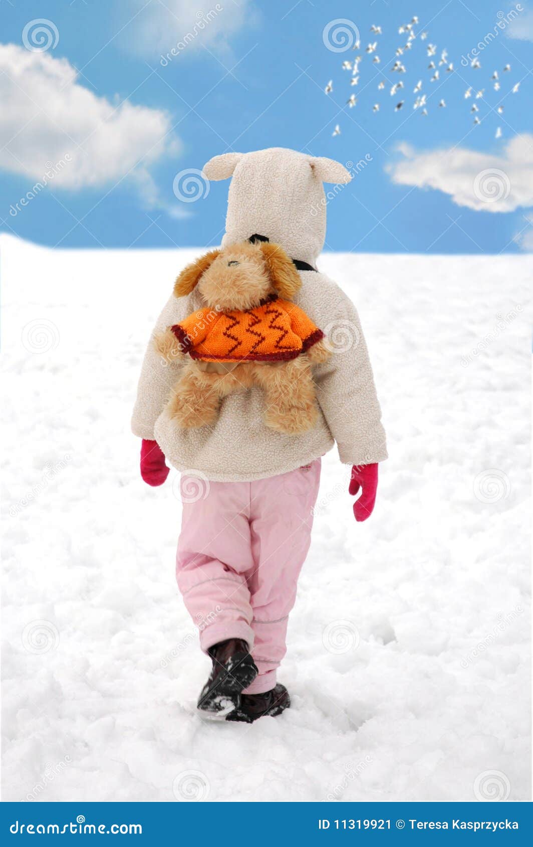 Little Child Going Alone in Winter Outside Stock Image - Image of lost ...