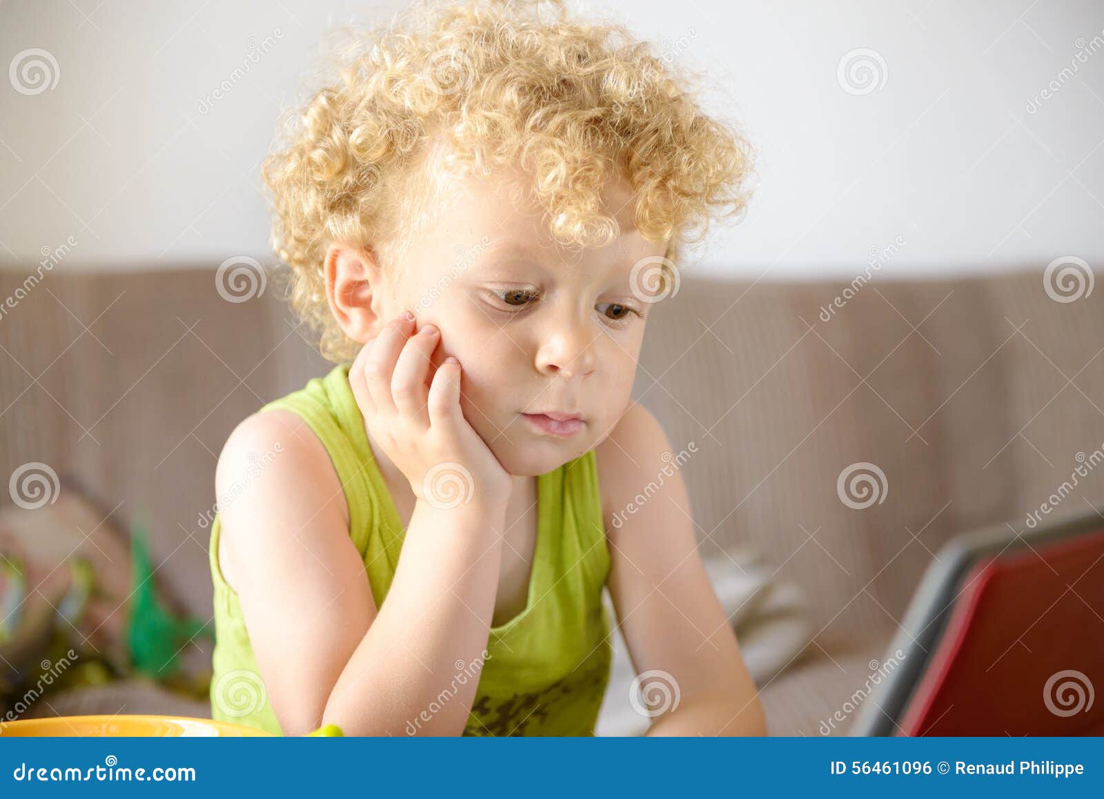 A Little Child Looking at a Tablet Stock Photo - Image of modern ...