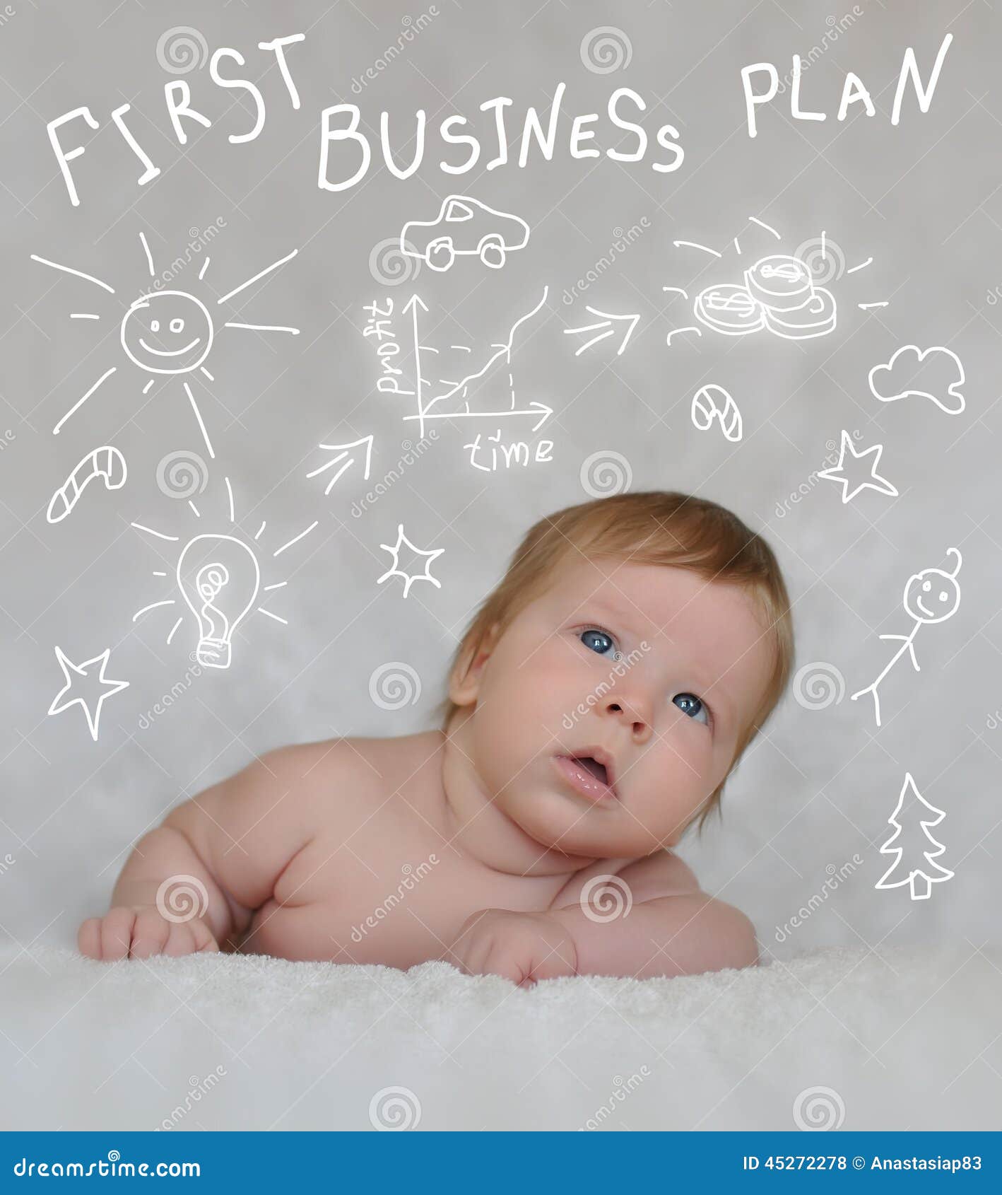 Little Child Making First Business Plan Stock Photo - Image of ...