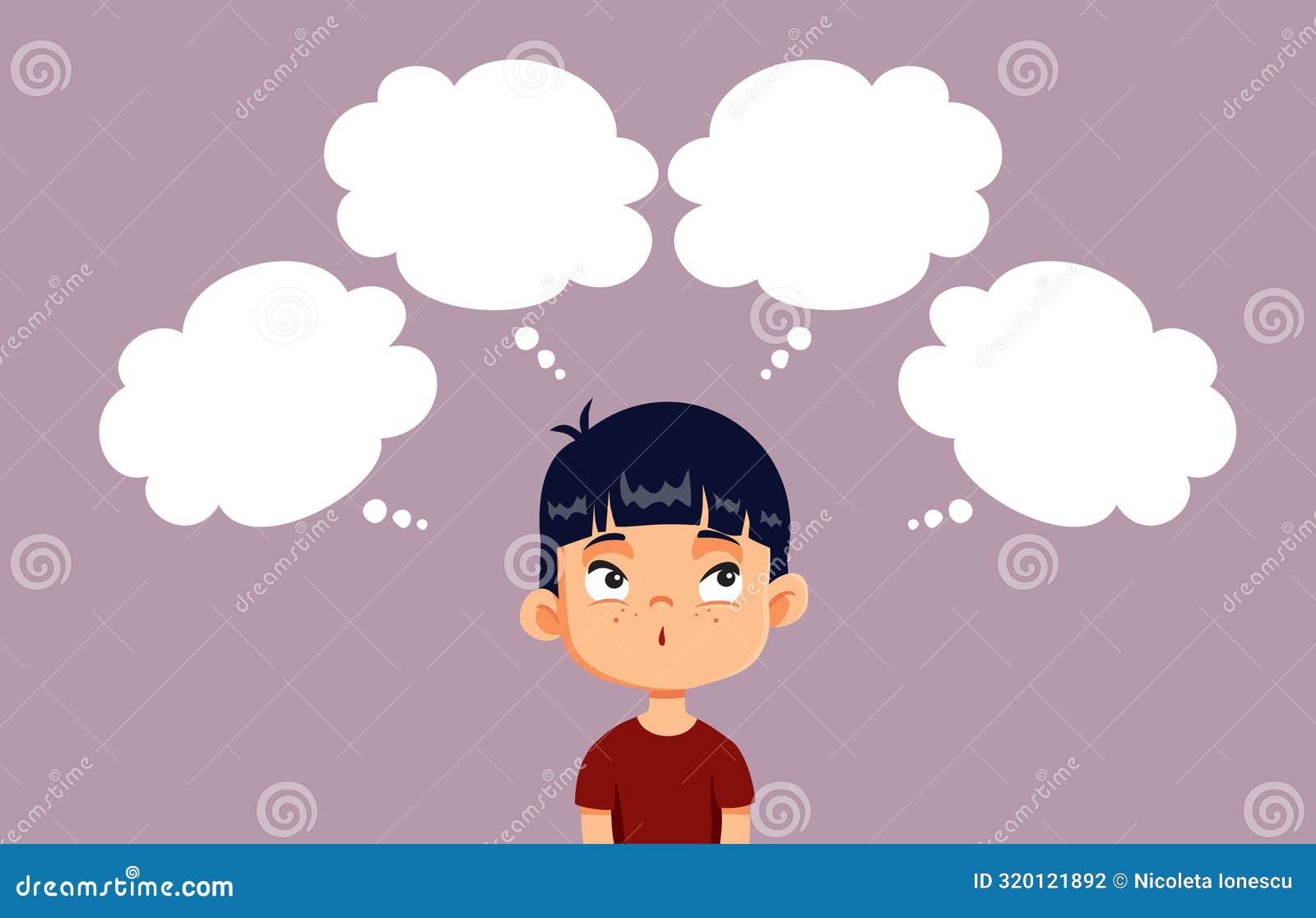 Little Child Overthinking His Problems Vector Cartoon Character Stock ...