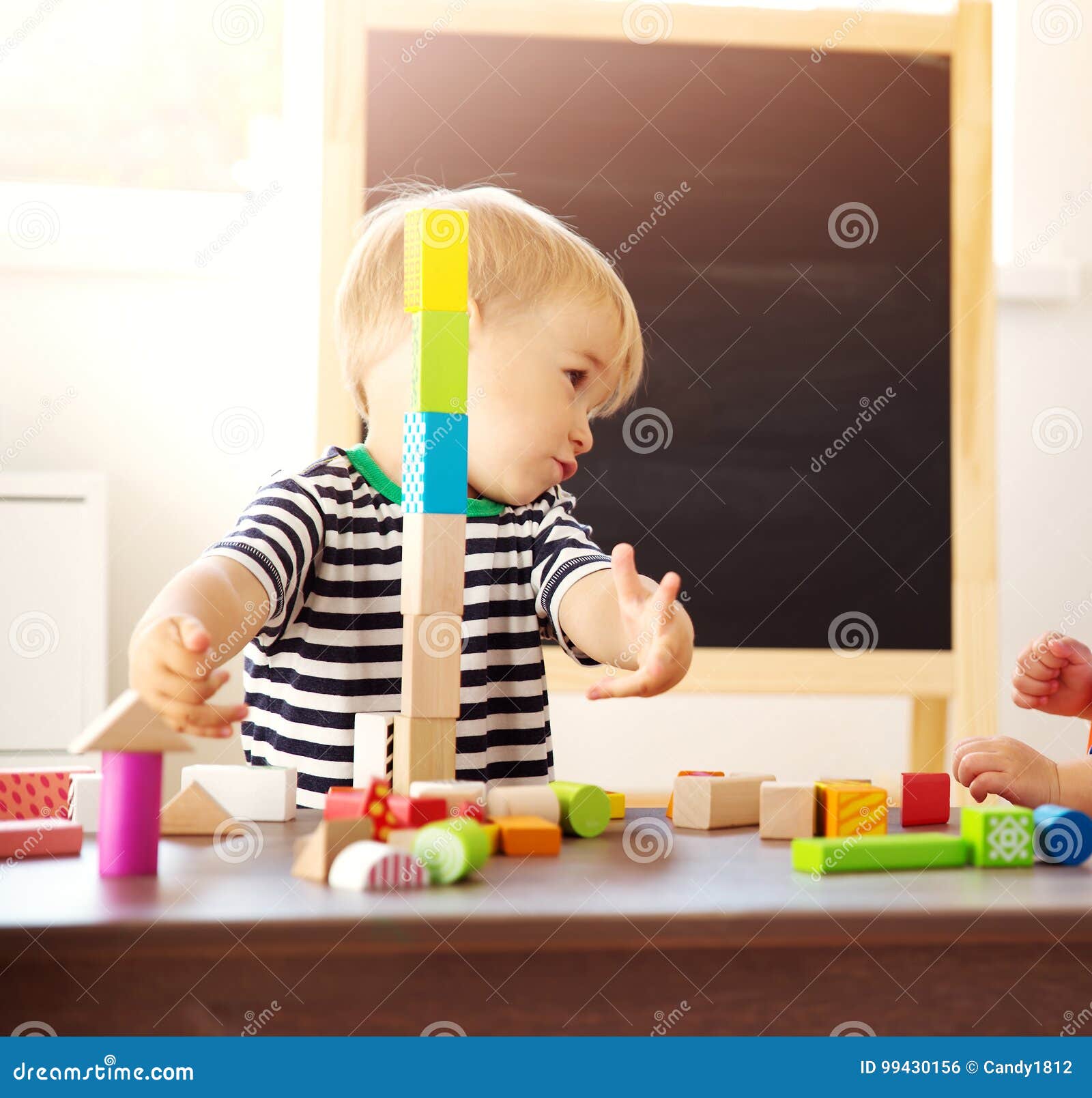 Little Child Playing with Blocks Stock Photo - Image of happy, innocent ...