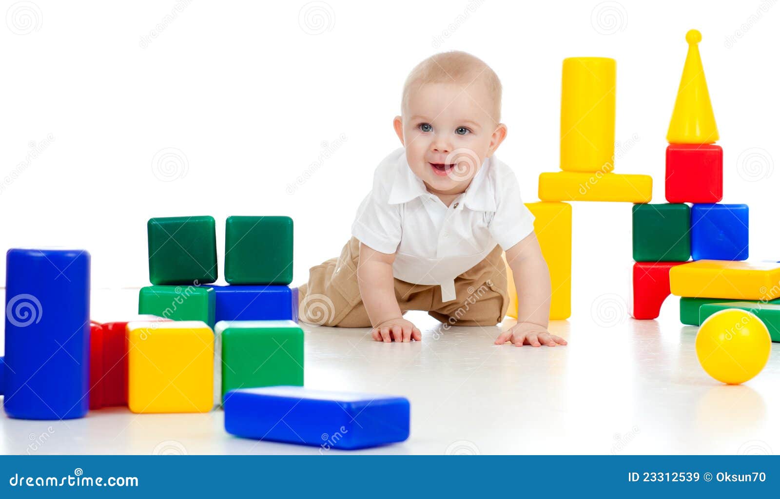 Little Child Playing with Building Blocks Stock Image - Image of ...