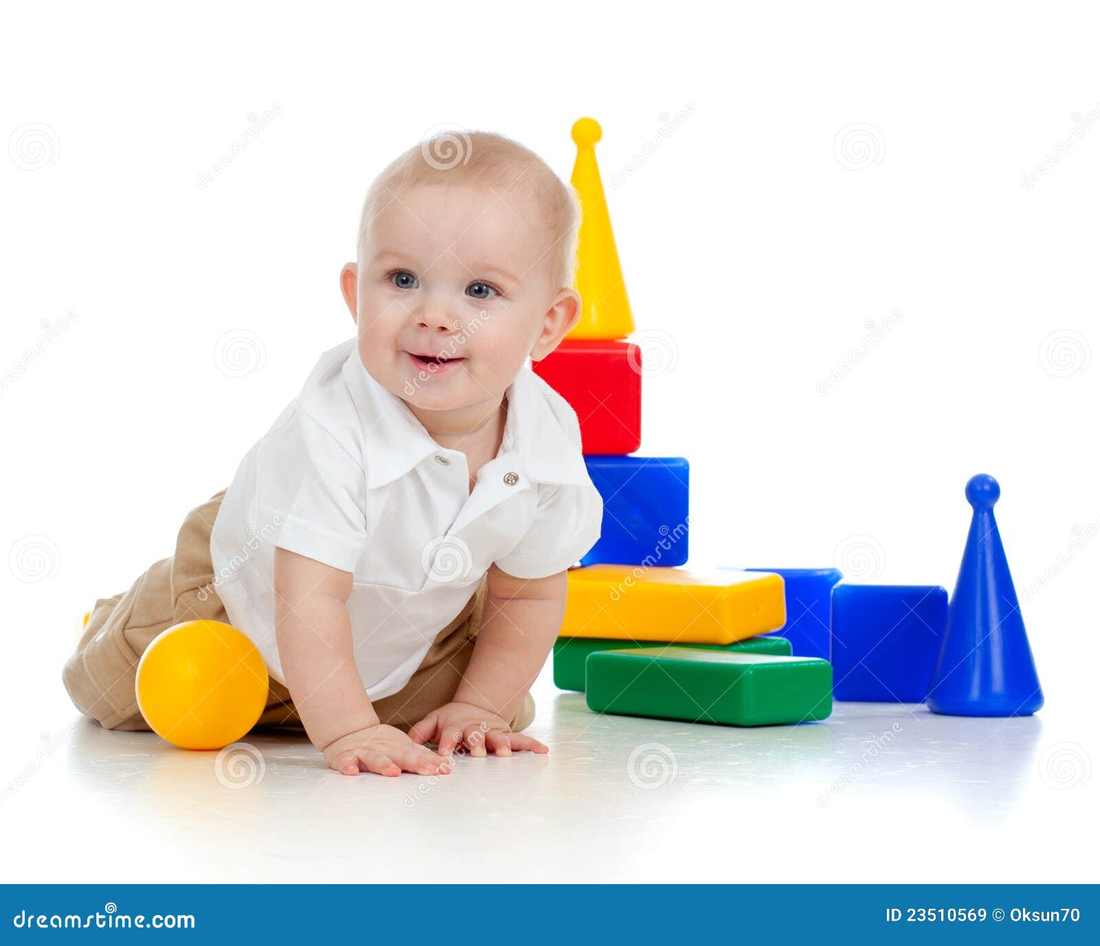 Little Child Playing with Building Blocks Stock Image - Image of ...