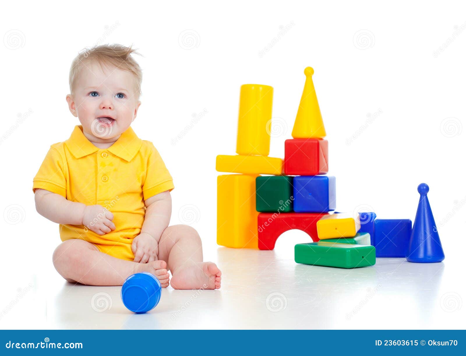 Little Child Playing with Building Blocks Stock Image - Image of game ...
