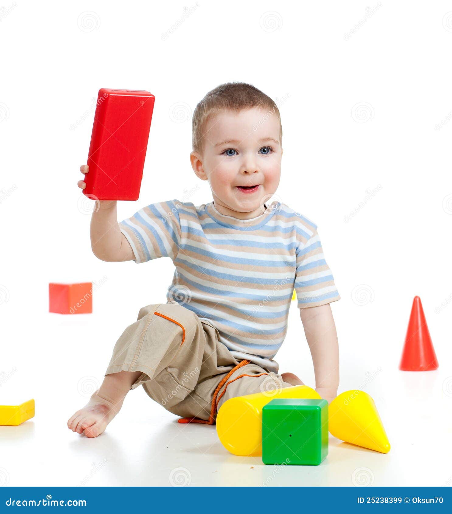 Little Child Playing with Building Blocks Stock Image - Image of green ...