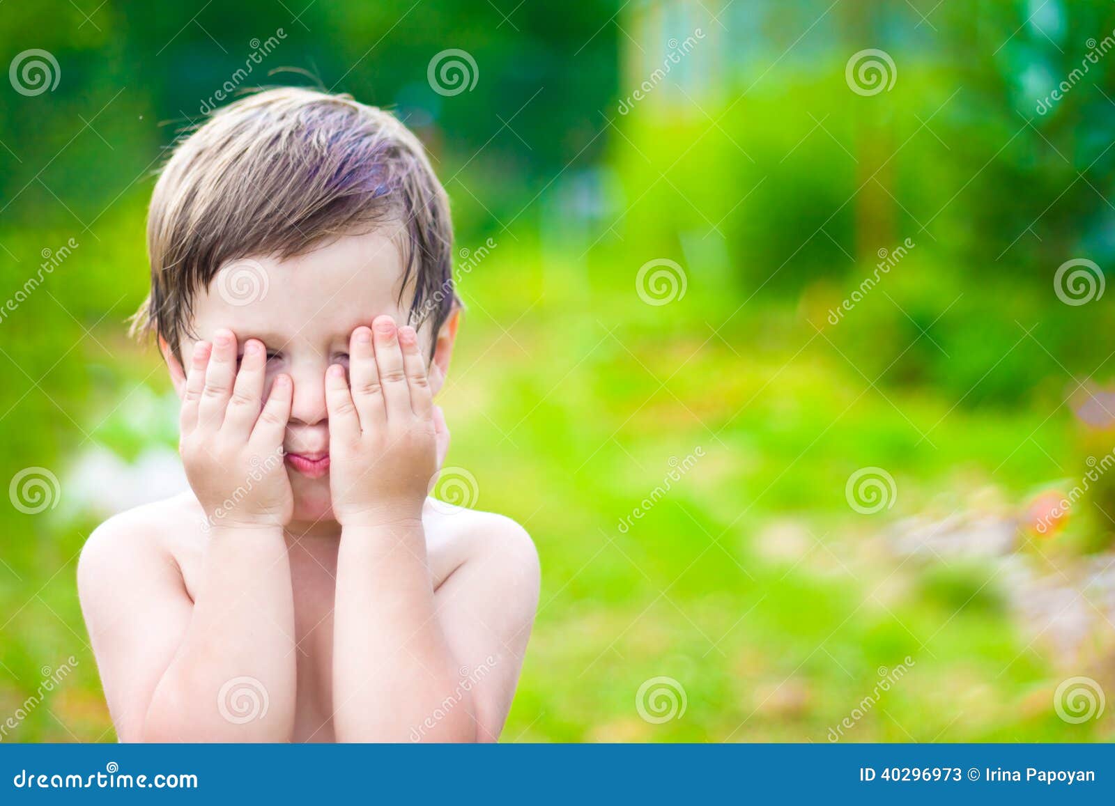 Little Child is Playing Hide-and-seek Hiding Face Stock Image - Image ...