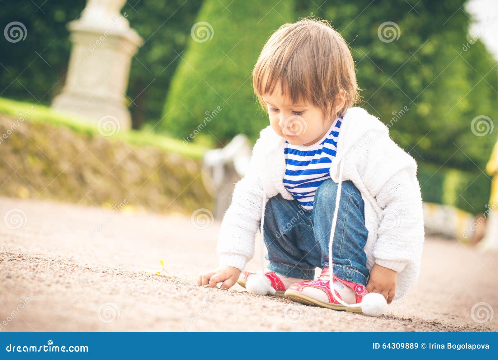 Little Child is Playing in Park Alone Stock Image - Image of grass ...