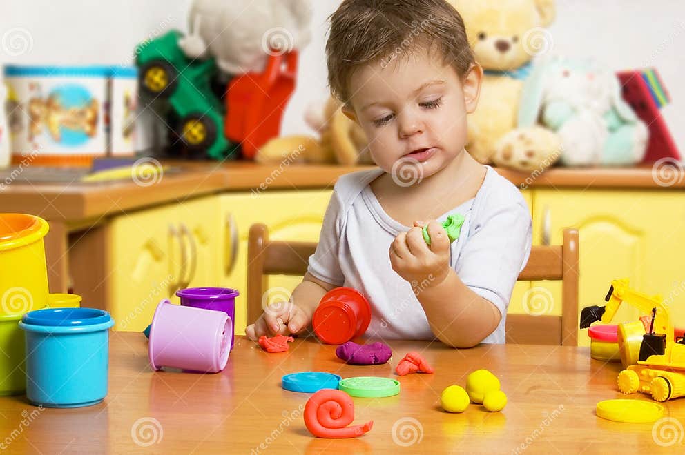 Little Child Playing Plasticine Stock Image - Image of little, talent ...