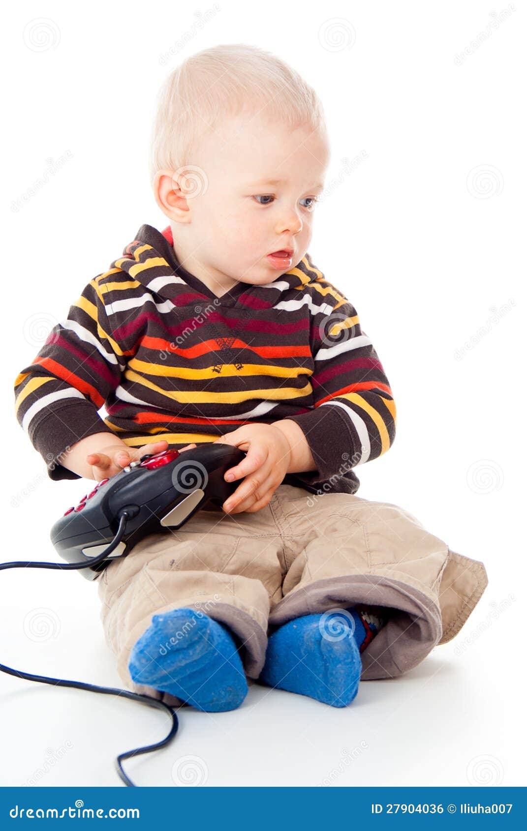 Little Child Plays with a Joystick Stock Photo - Image of happy, bright ...
