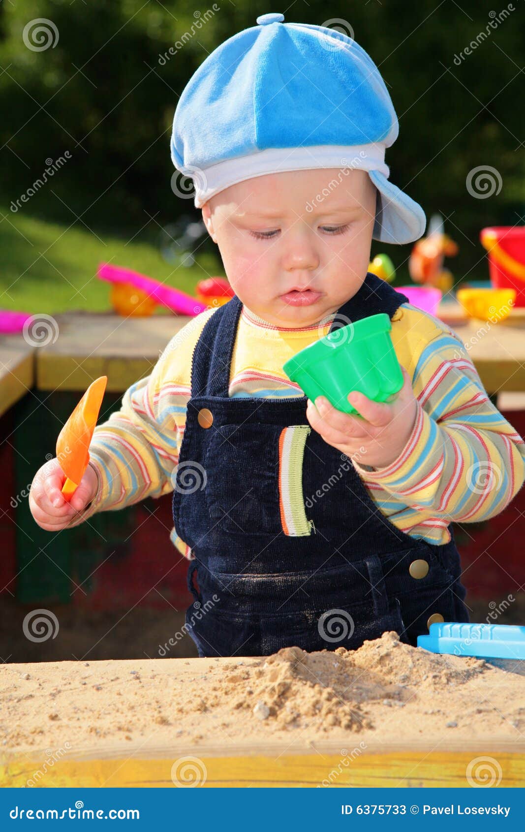 Little Child Plays in Sandbox Stock Image - Image of sandbox, life: 6375733