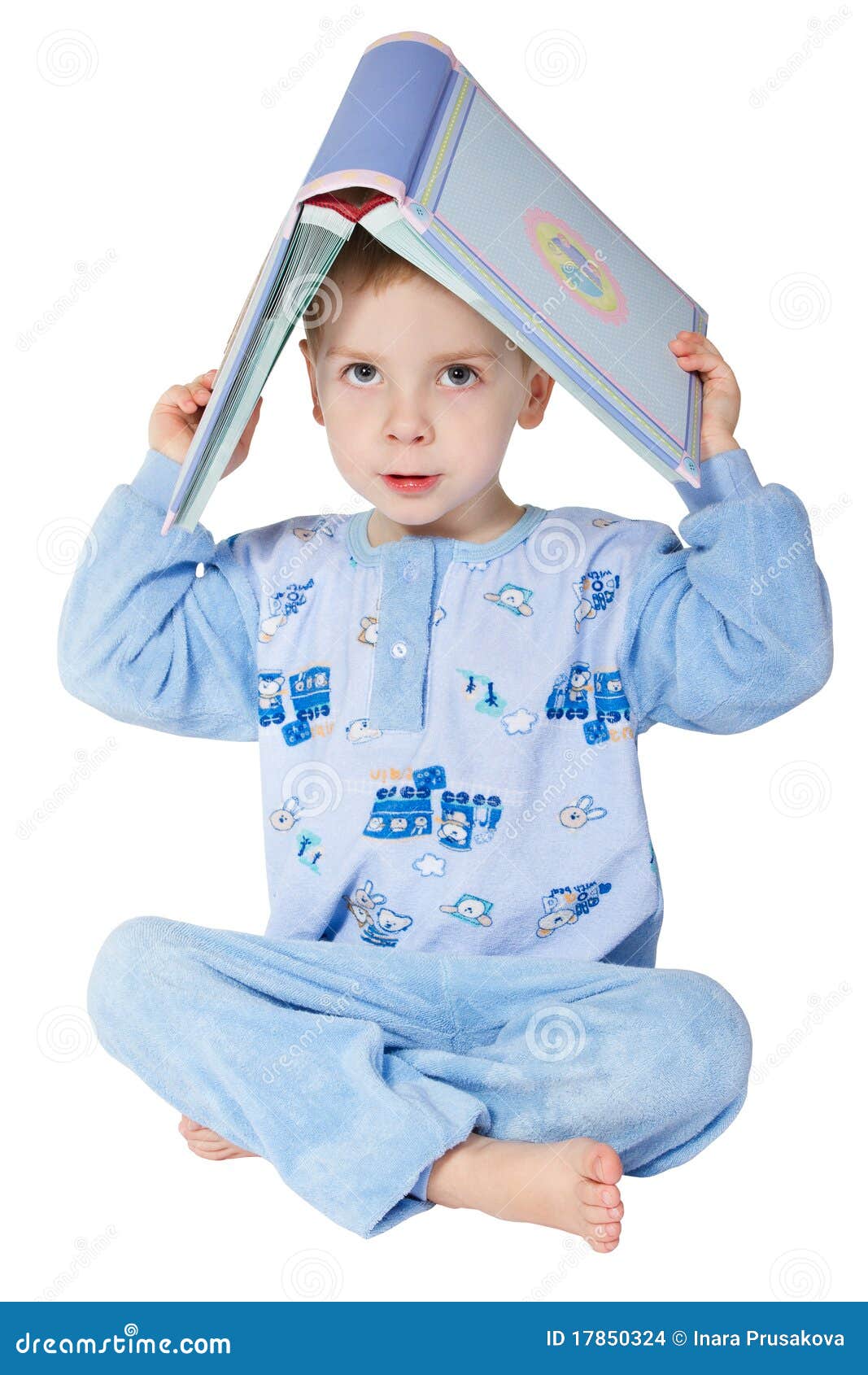 Little child reading book. stock photo. Image of head - 17850324