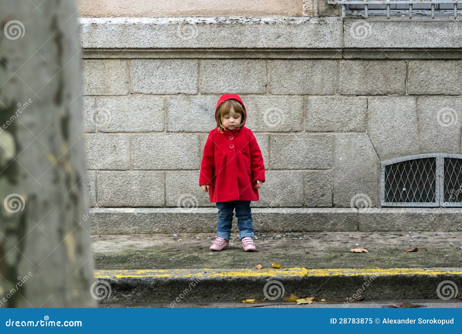 Little child in red coat stock image. Image of children - 28783875