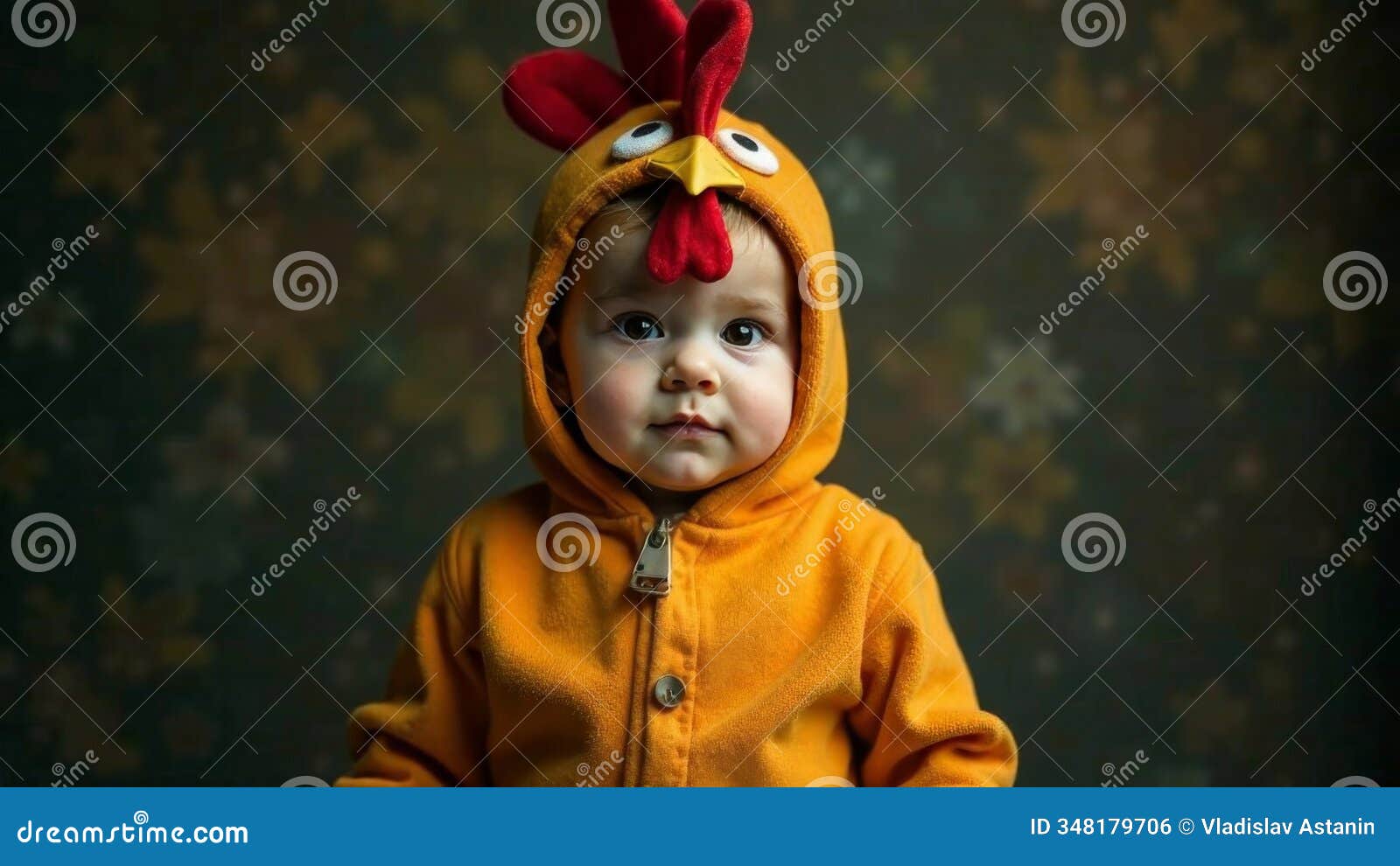 Little Child in Rooster Costume Standing in Front of Camera Stock Photo ...