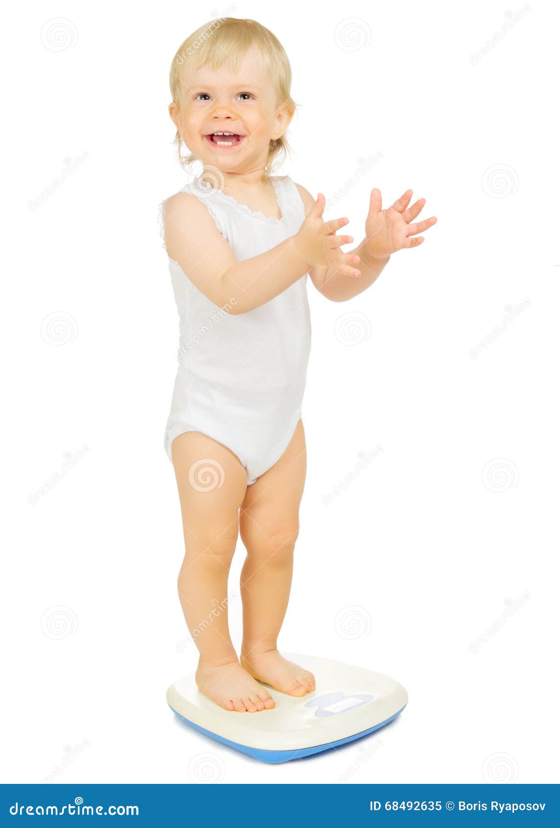 Little child on scales stock image. Image of healthy - 68492635