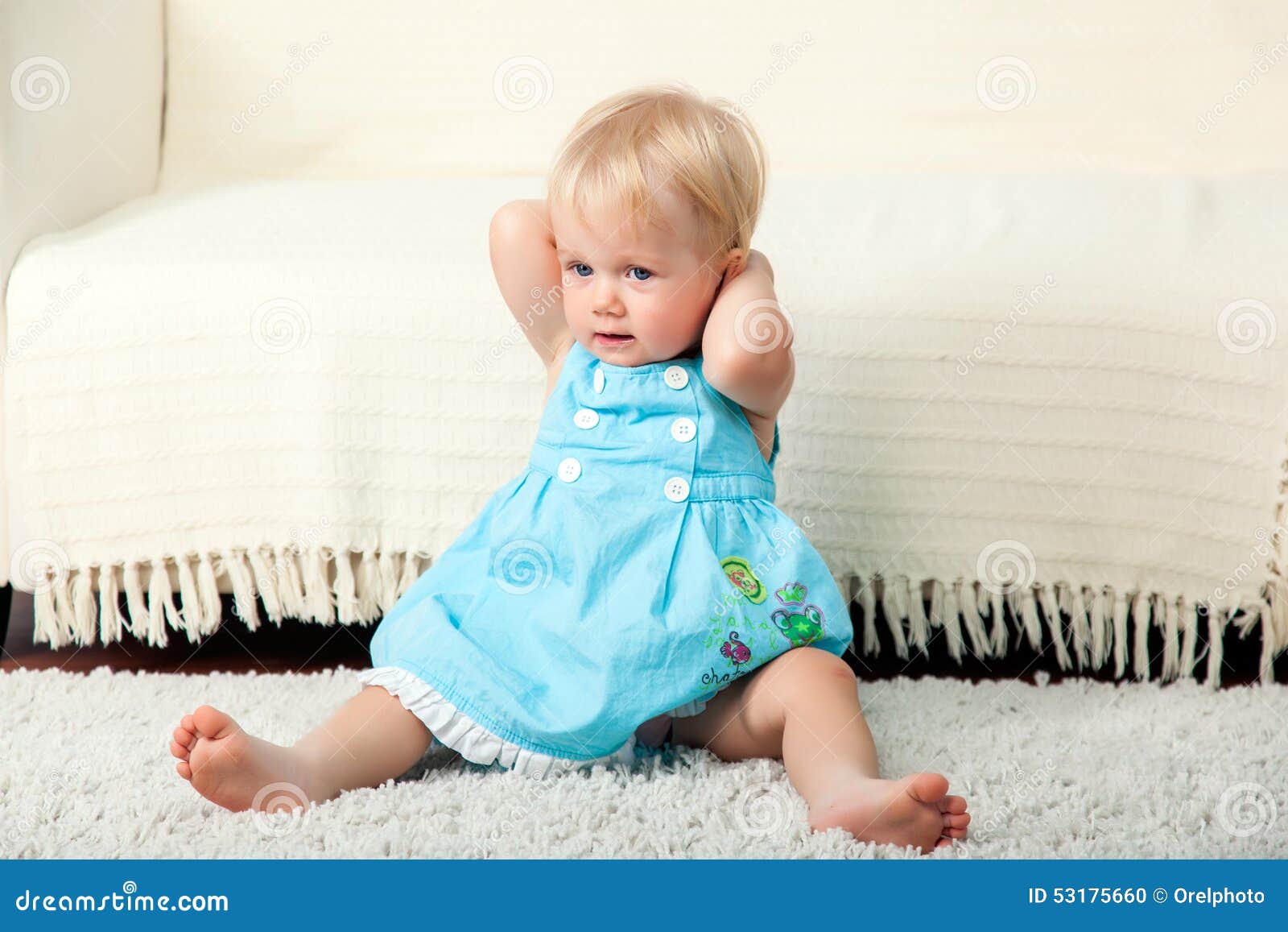 Little Child is Sitting on the Floor Stock Photo - Image of small ...