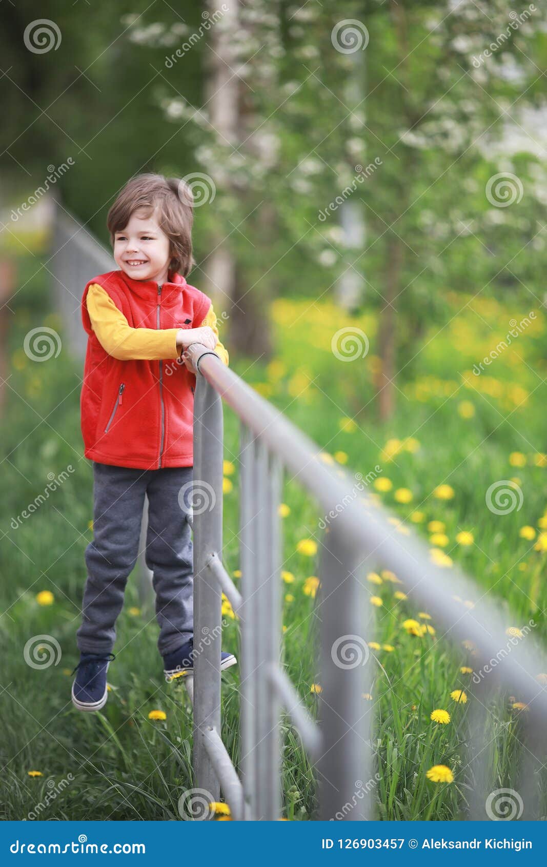 A Little Child on a Spring Day Walk Stock Image - Image of flower ...