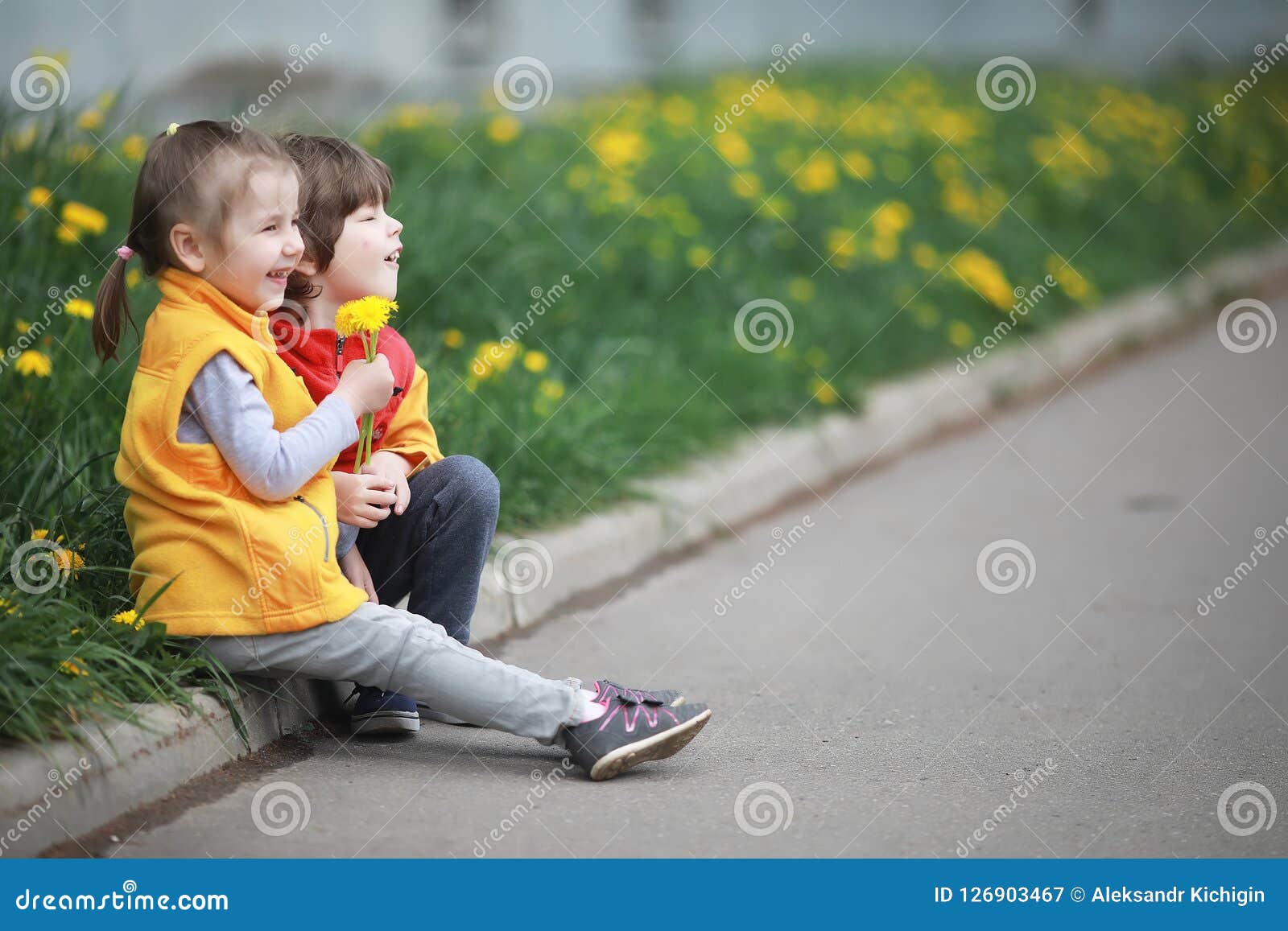 A Little Child on a Spring Day Walk Stock Image - Image of female ...