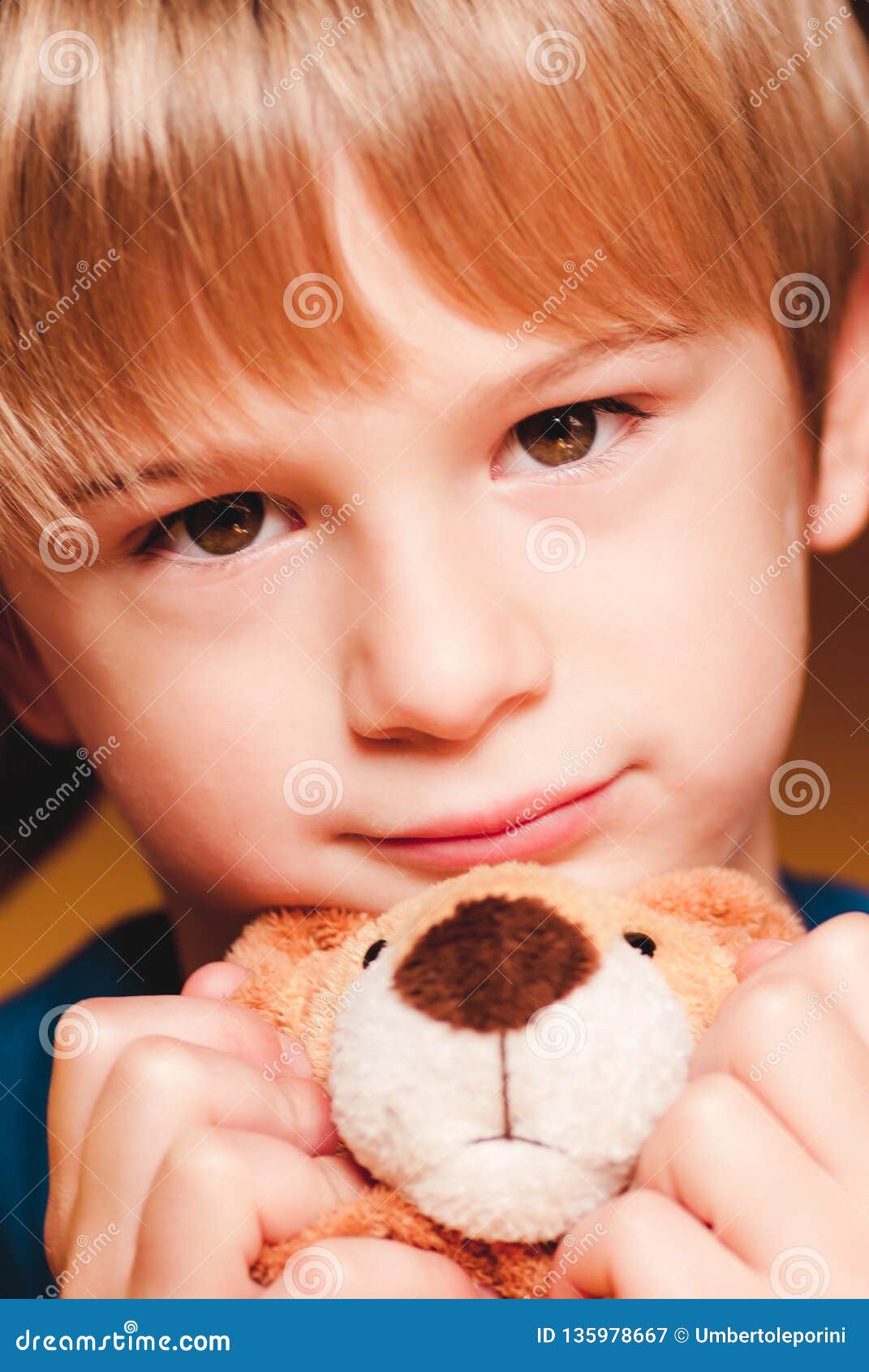 Little Child with Teddy Bear Sensory Connections Stock Image - Image of ...