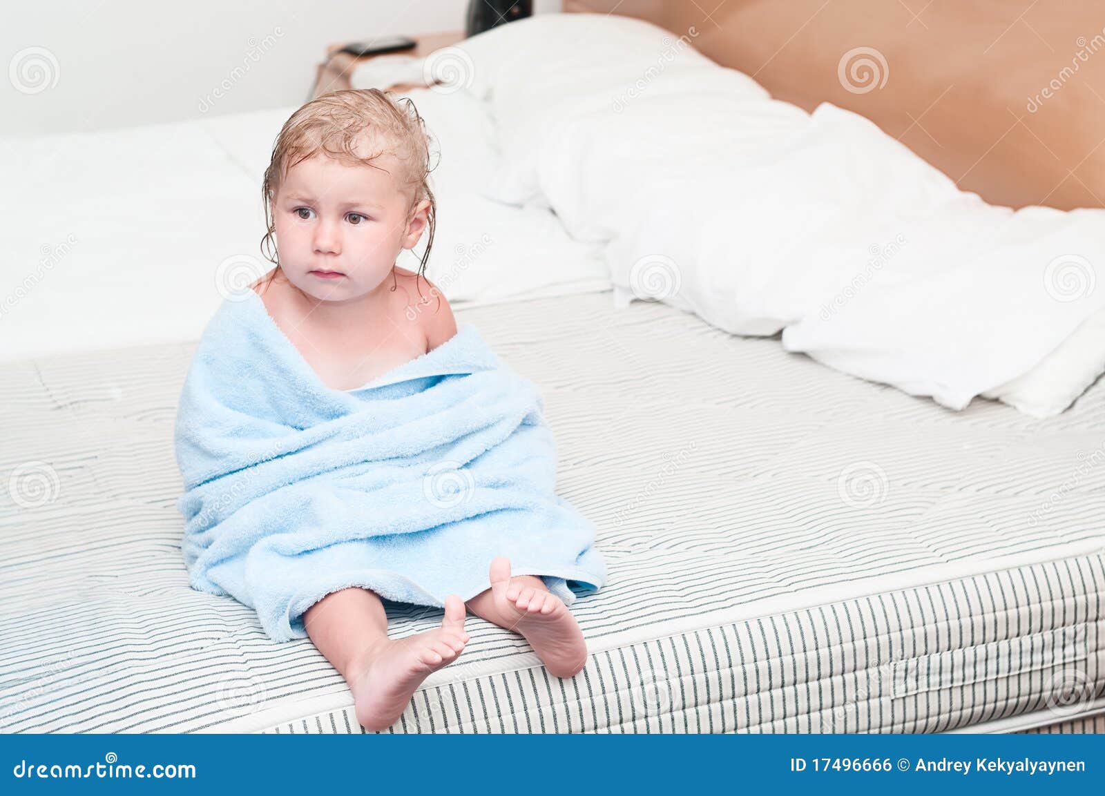 Little child in towel stock photo. Image of carefree - 17496666