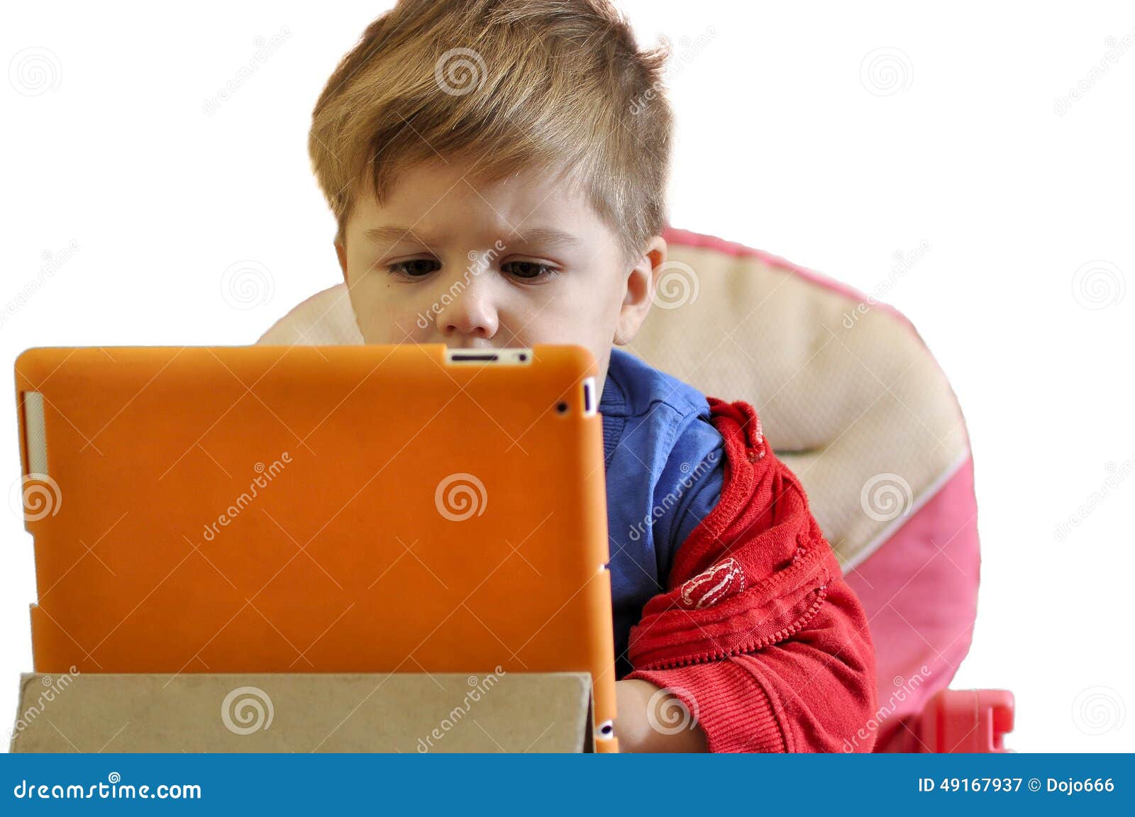 Little Child Using a Tablet PC Isolated Stock Image - Image of child ...