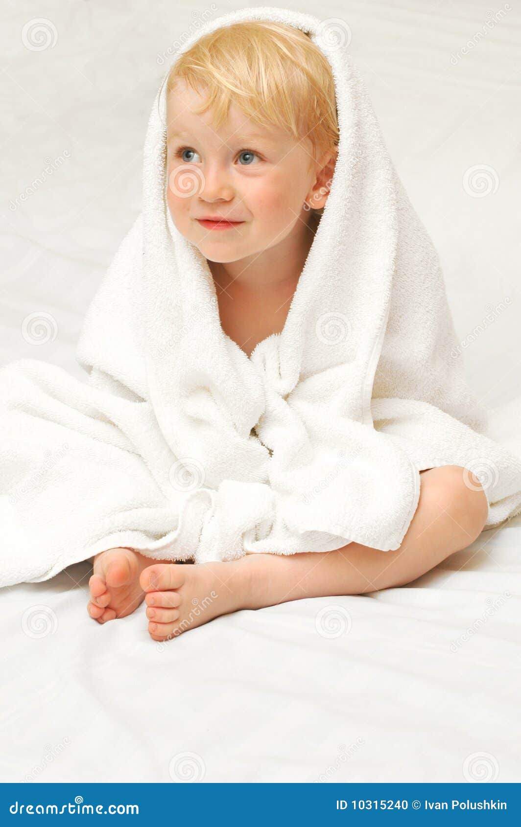 Little Child in White Towel Stock Photo - Image of clean, expression ...