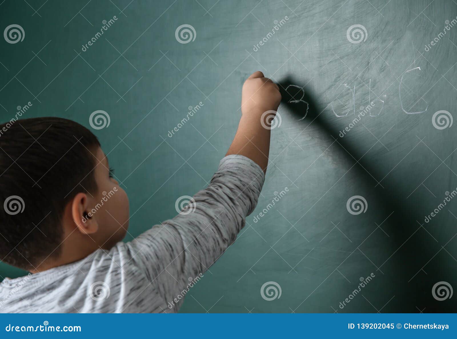 Little Child Writing Math Sum Stock Image - Image of lesson, chalkboard ...
